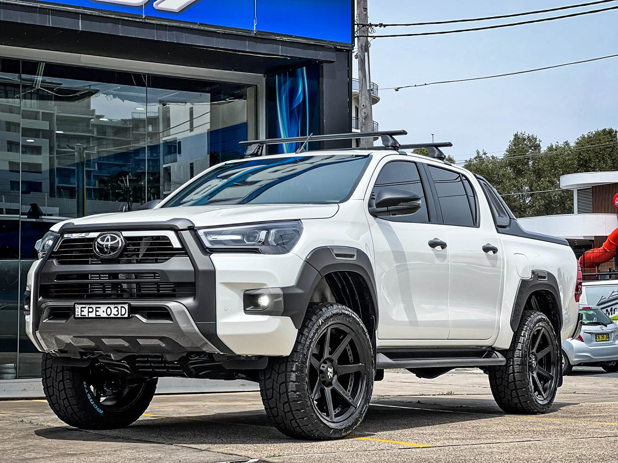 toyota hilux hussla dynasty matte black black rivets wheel #10023