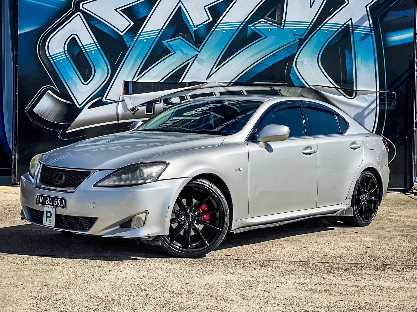 lexus is hussla moz gloss black wheel #10585