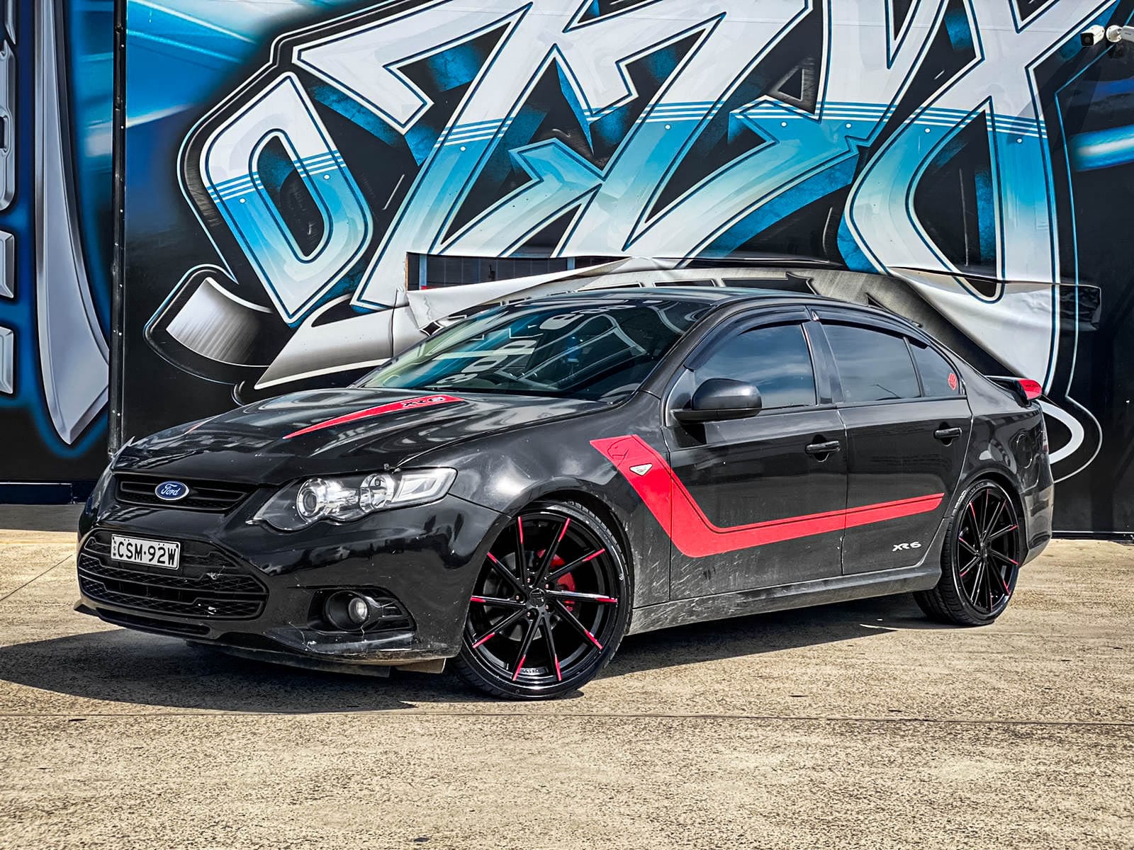 FORD FALCON HUSSLA ALZ GLOSS BLACK RED TIPS Wheel #10619