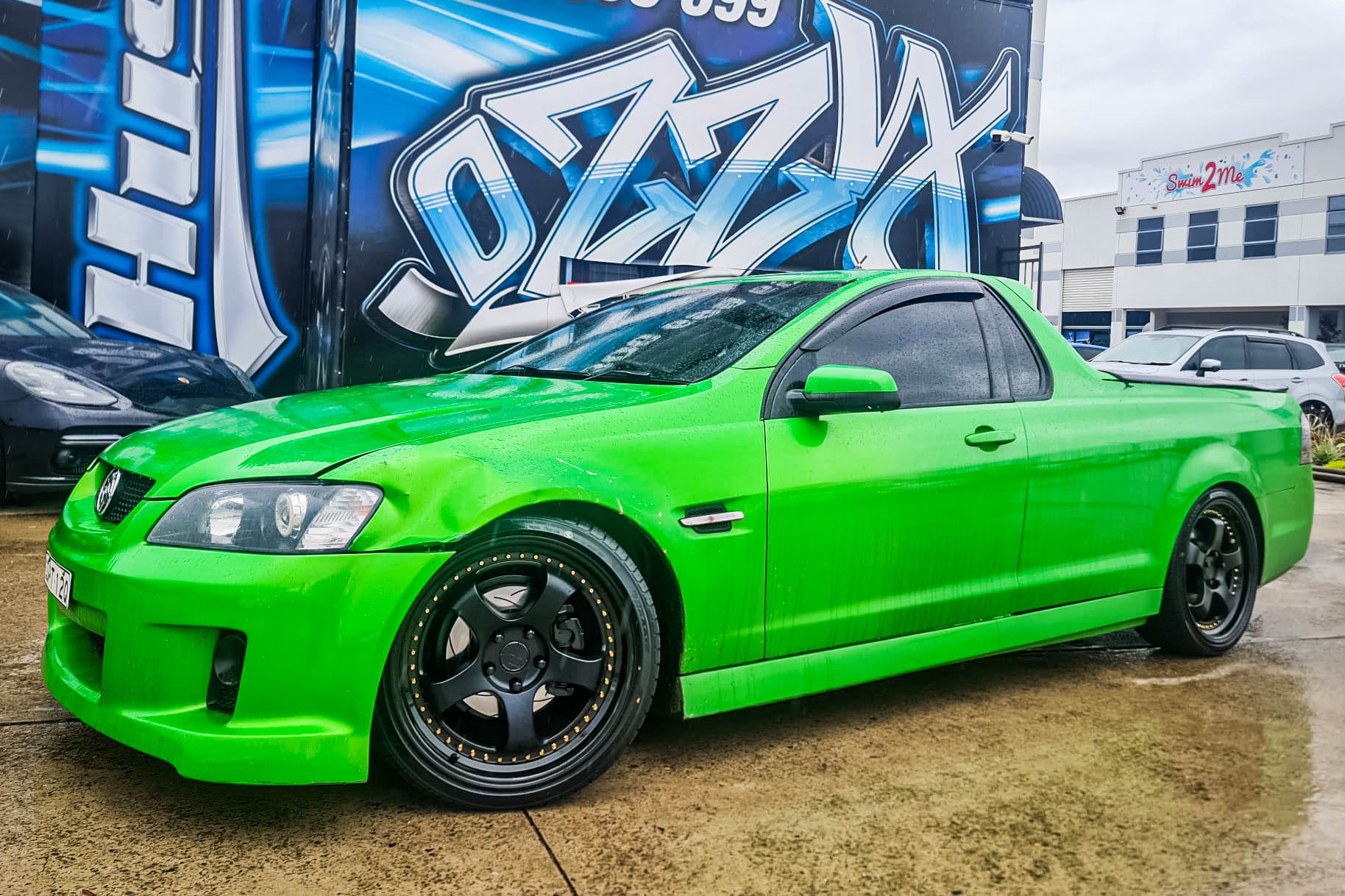 HOLDEN COMMODORE HUSSLA ZEN MATTE BLACK GOLD RIVETS GLOSS BLACK LIP ...
