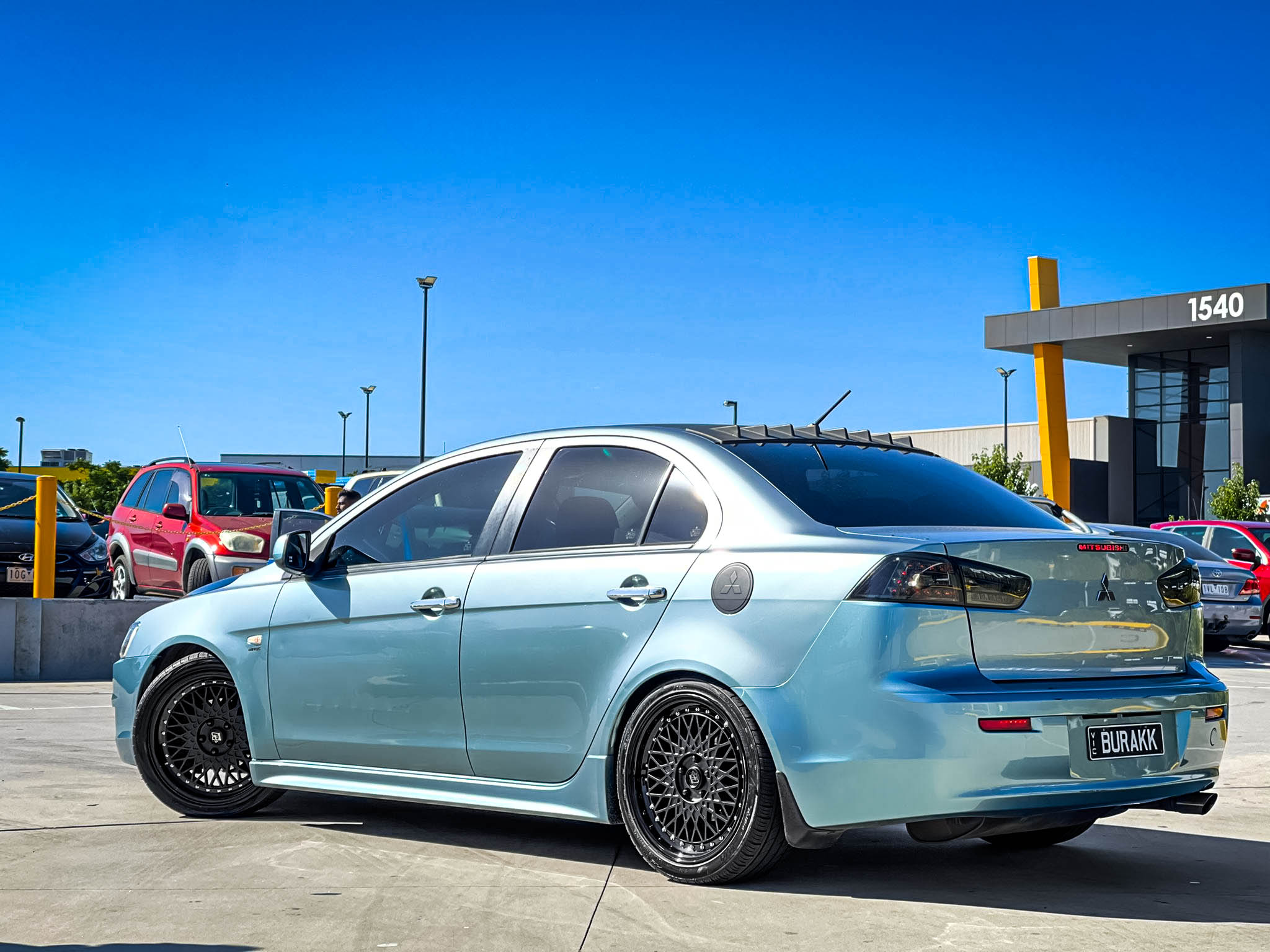 mitsubishi lancer avant garde m220 matte black gloss black lip wheel #11031