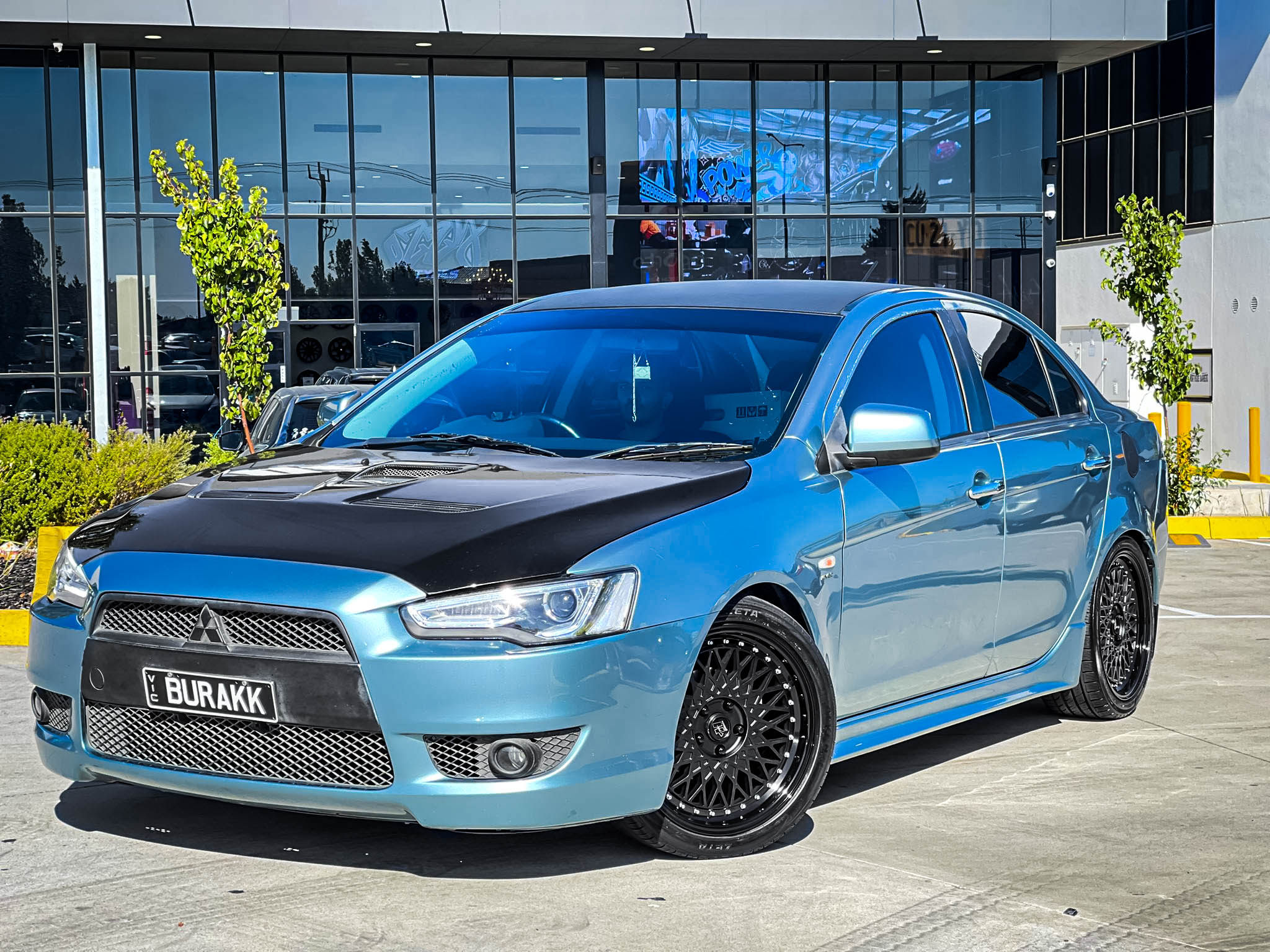 mitsubishi lancer avant garde m220 matte black gloss black lip wheel #11031