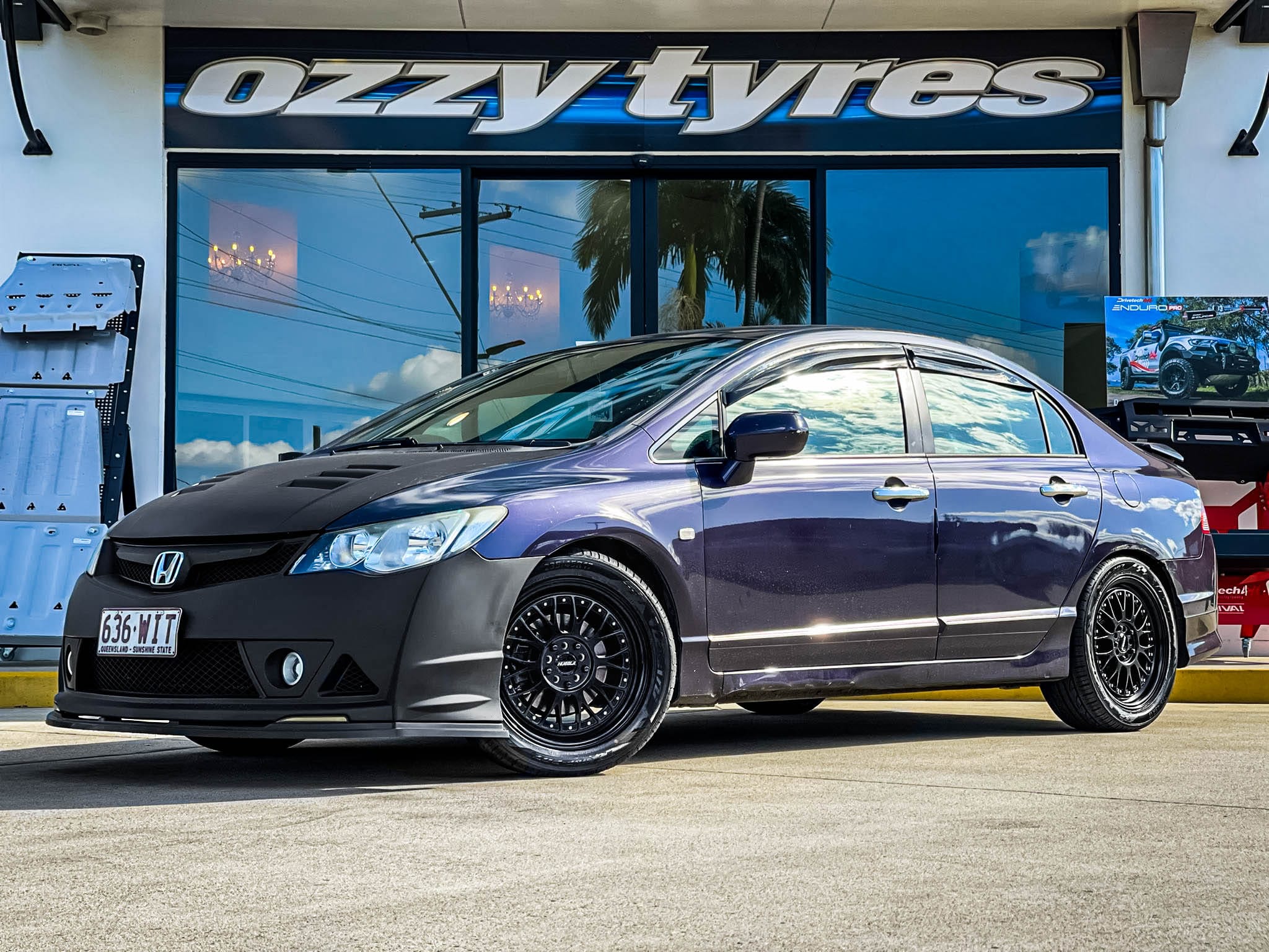 honda civic hussla 021 matte black wheel #11208