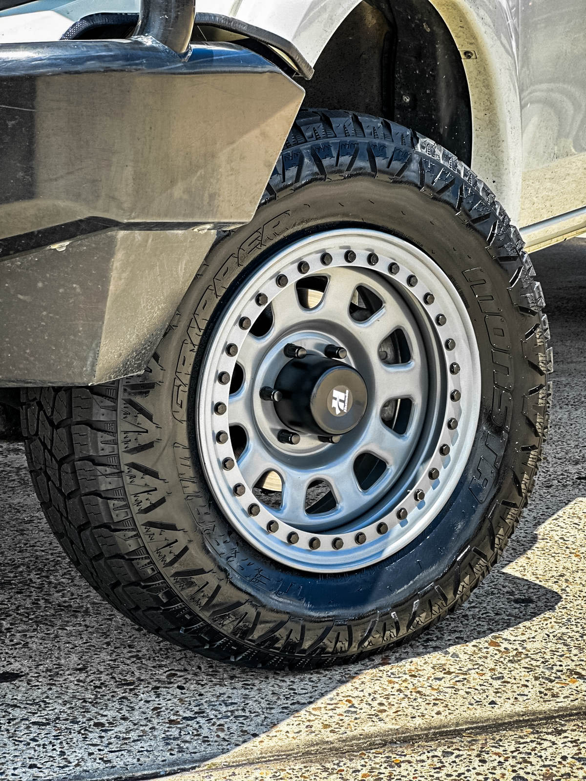mitsubishi triton revolution steel wheel matte grey black bolts wheel ...