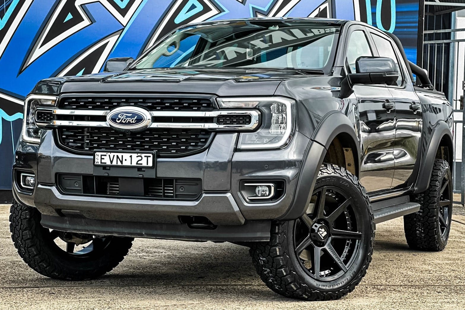 FORD RANGER NEXT GEN HUSSLA DYNASTY GLOSS BLACK CHROME BOLTS Wheel #12572