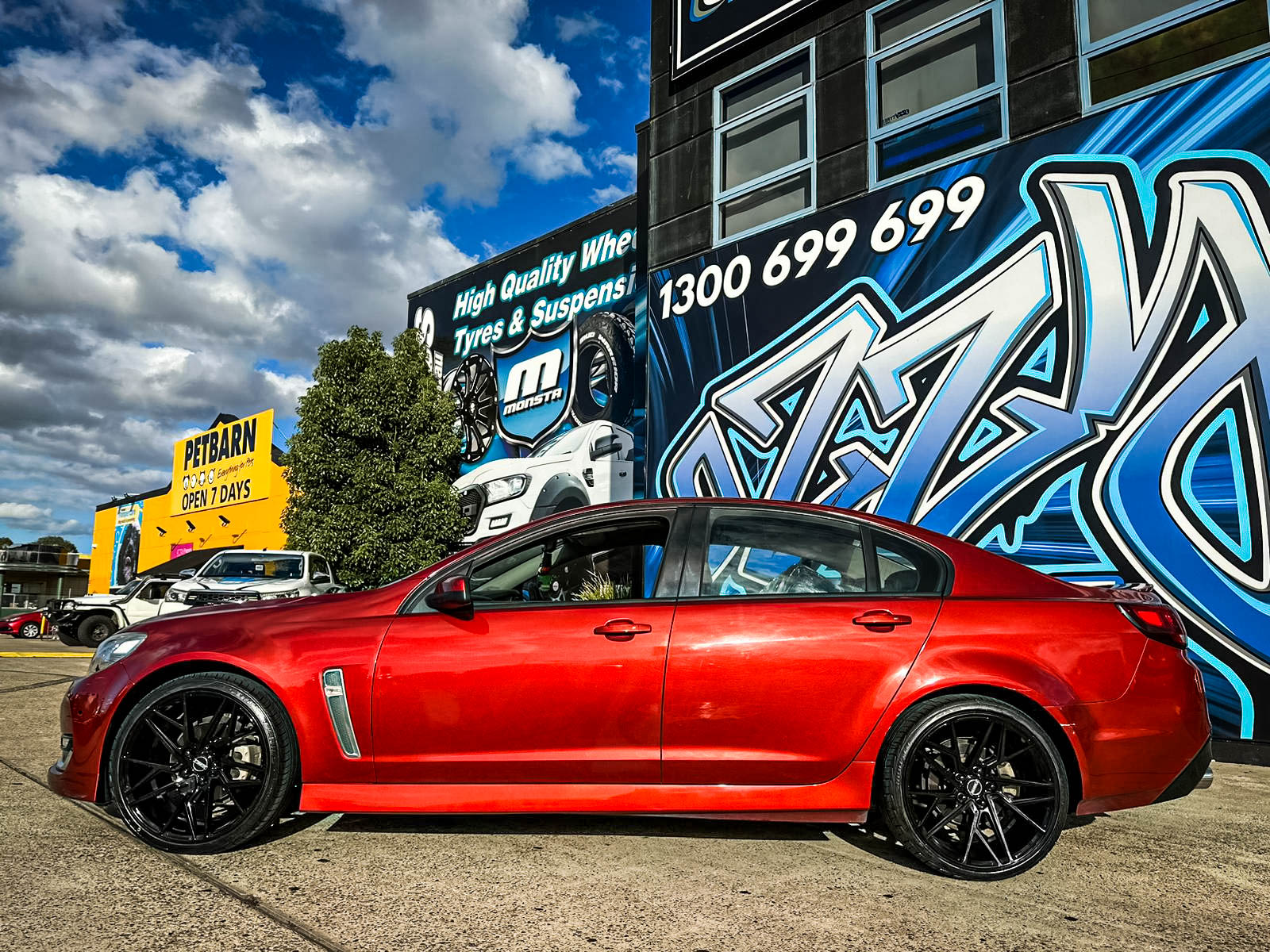 holden commodore hussla jacques gloss black wheel #12832