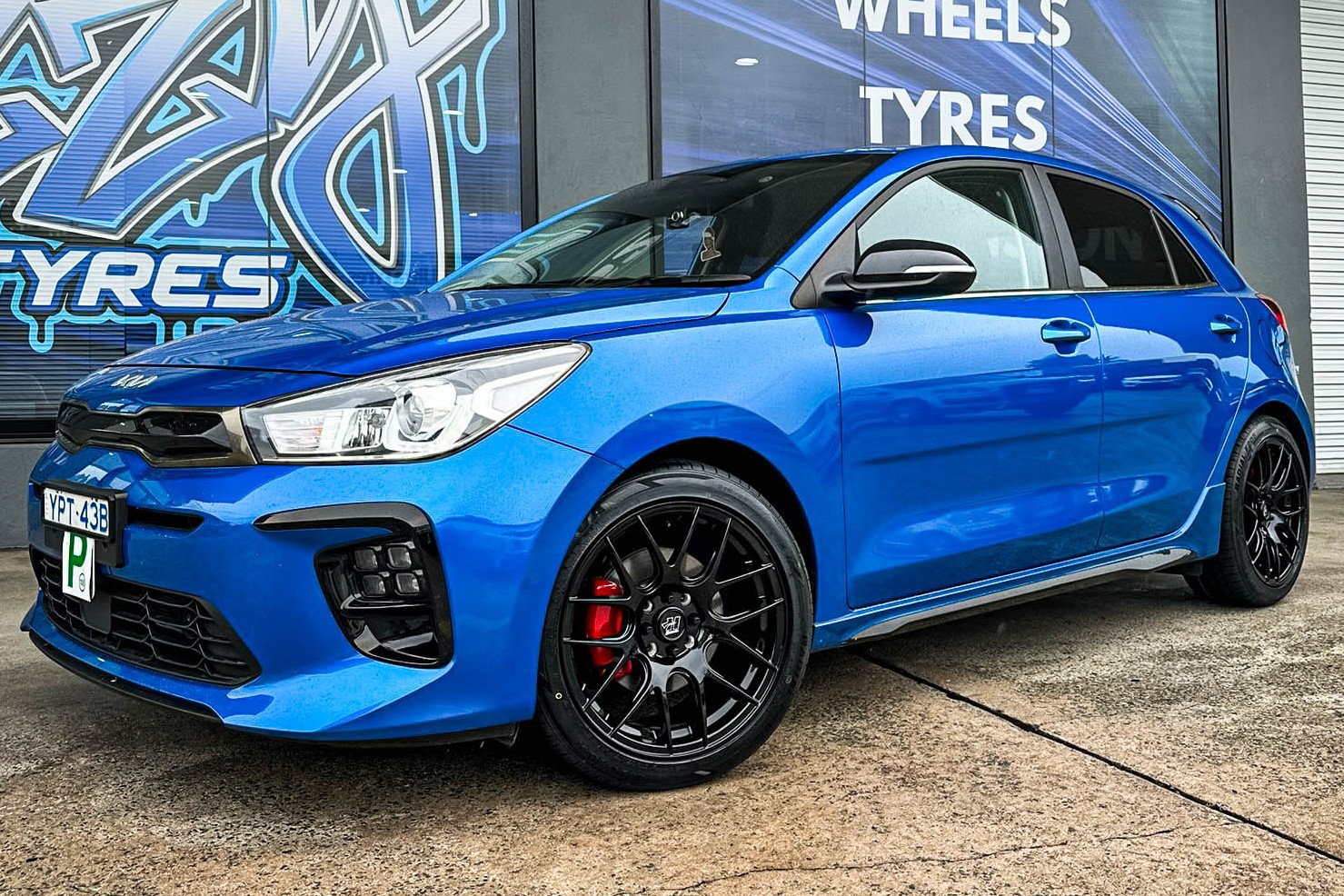 kia rio hussla 030 gloss black wheel #14457