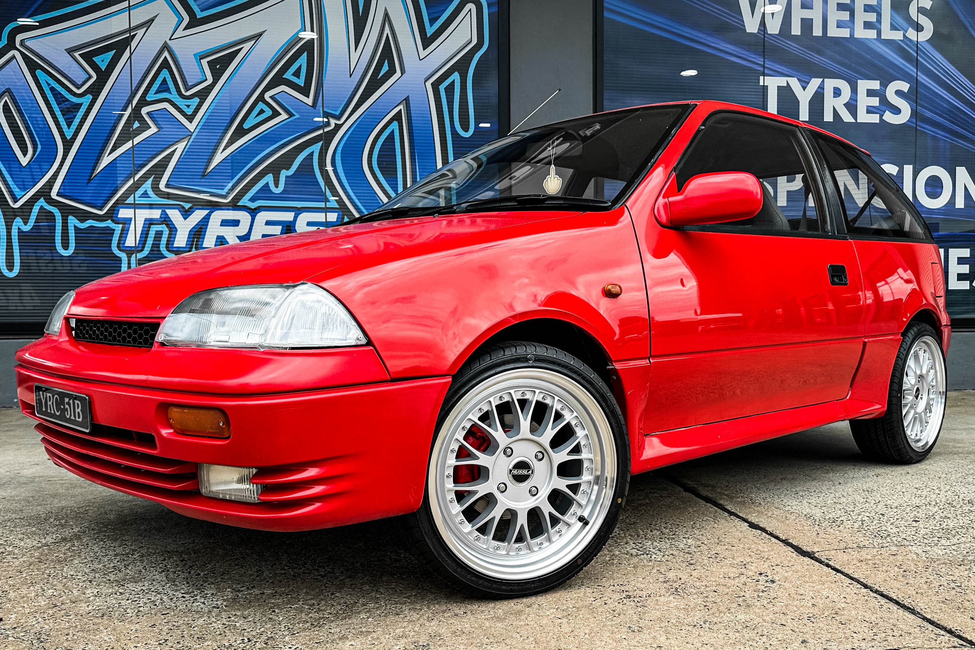 suzuki swift hussla 021 silver machined lip wheel #14646