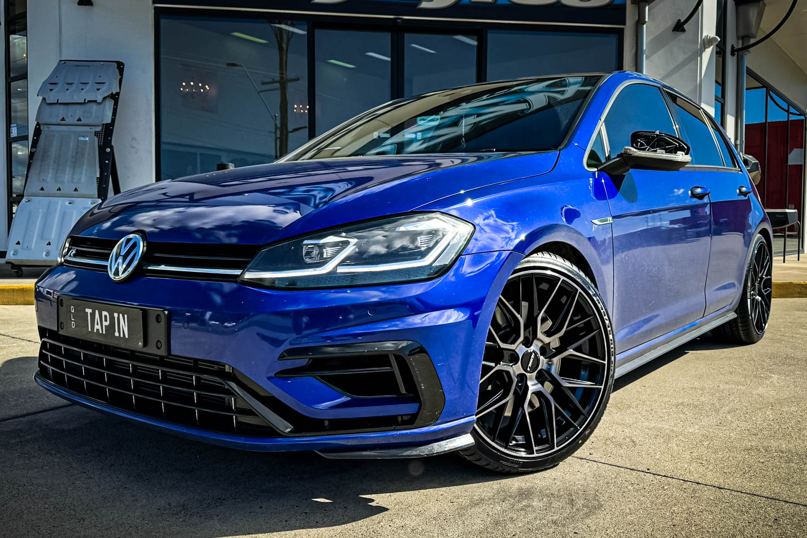 volkswagen golf r hussla lit gloss black dark tint face wheel #15281