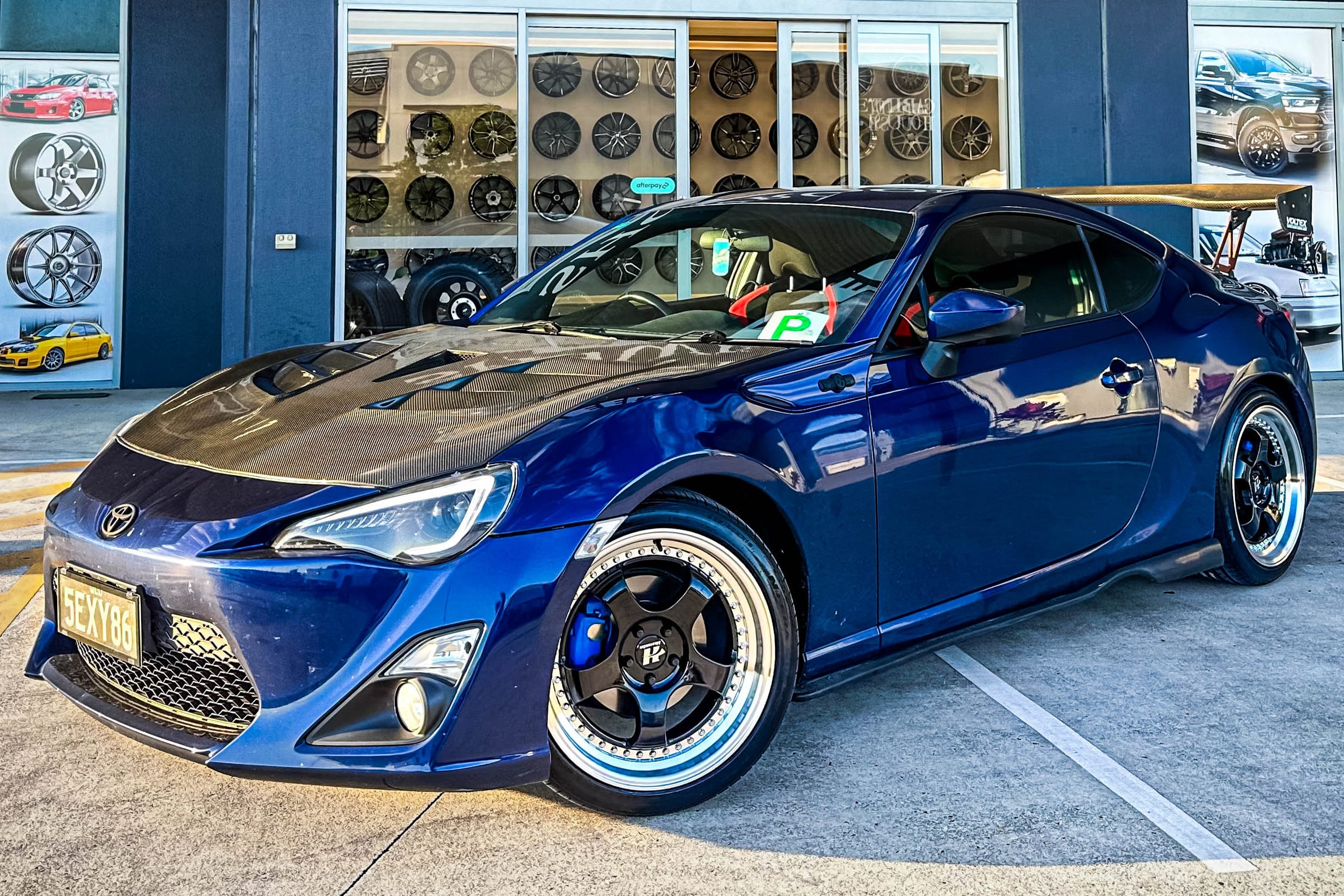 toyota 86 hussla zen gloss black chrome rivets machined lip wheel #15394