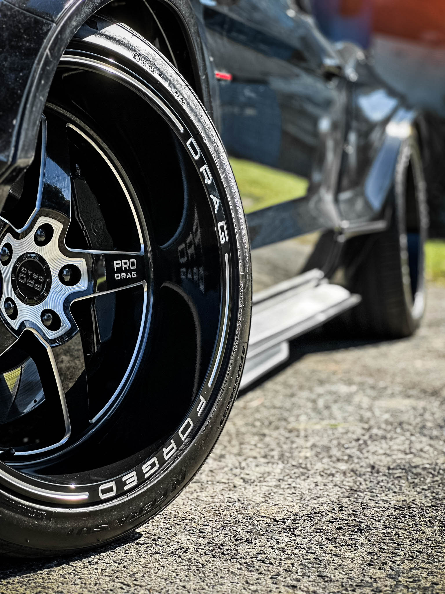 ford mustang pro drag pd1 black lip wheel #16007