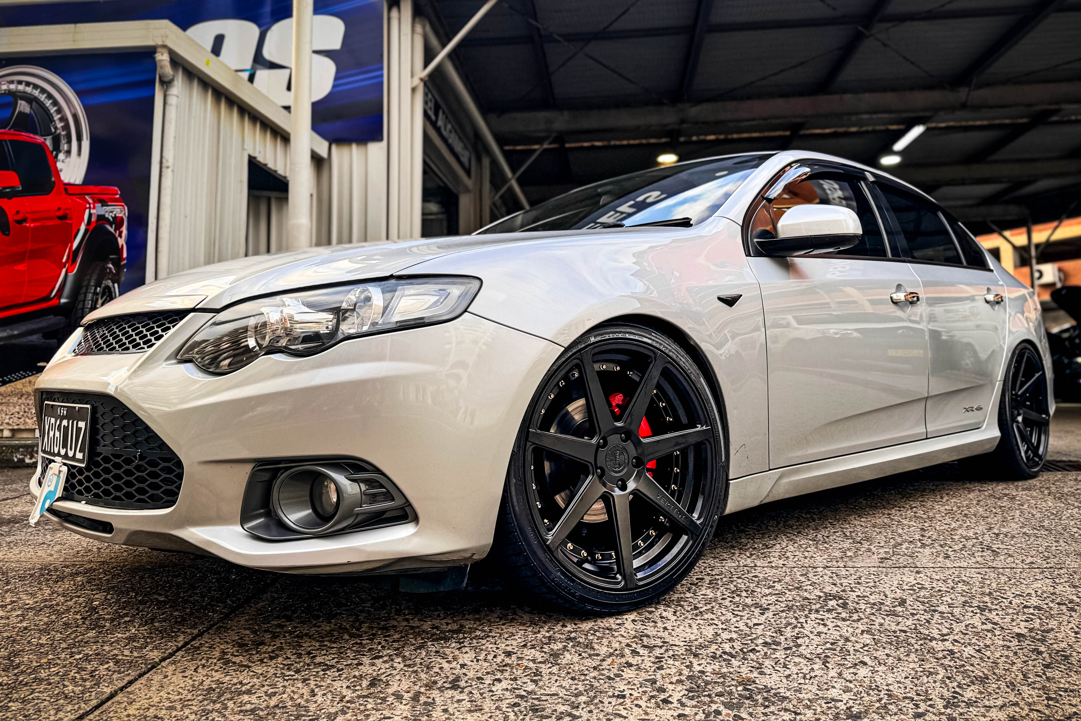 ford falcon vertini dynasty satin black gold bolts wheel #16285