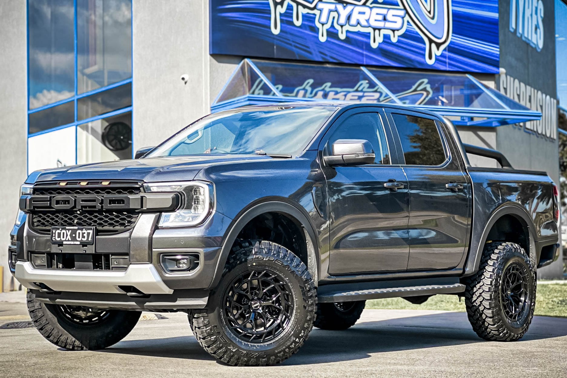 ford ranger hussla gunner full gloss black wheel #16393