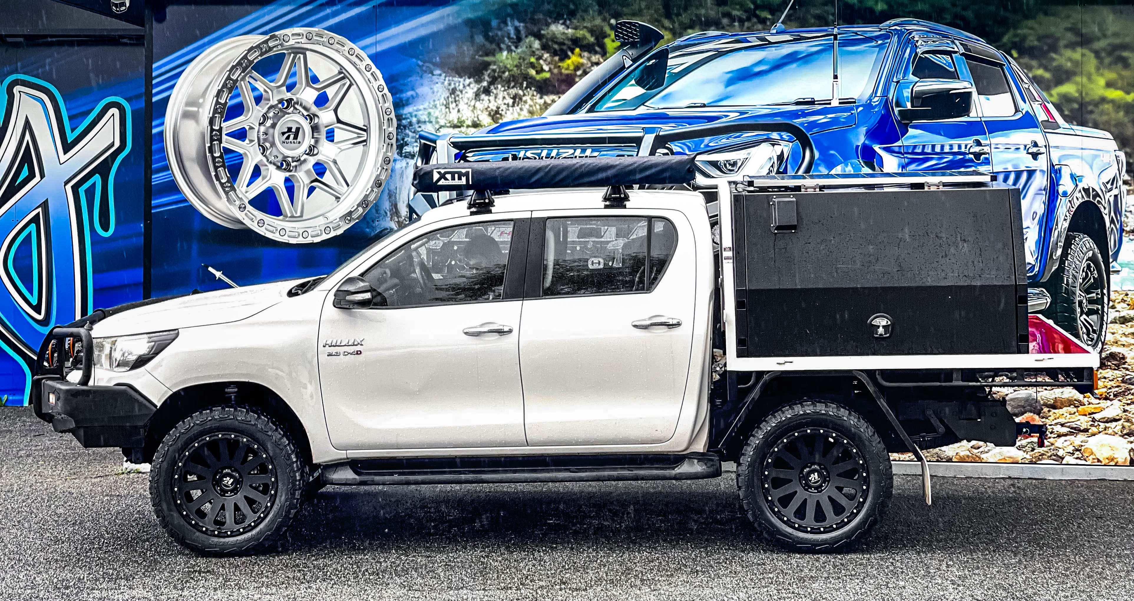 toyota hilux hussla hardrock matte black chrome bolts wheel #16700