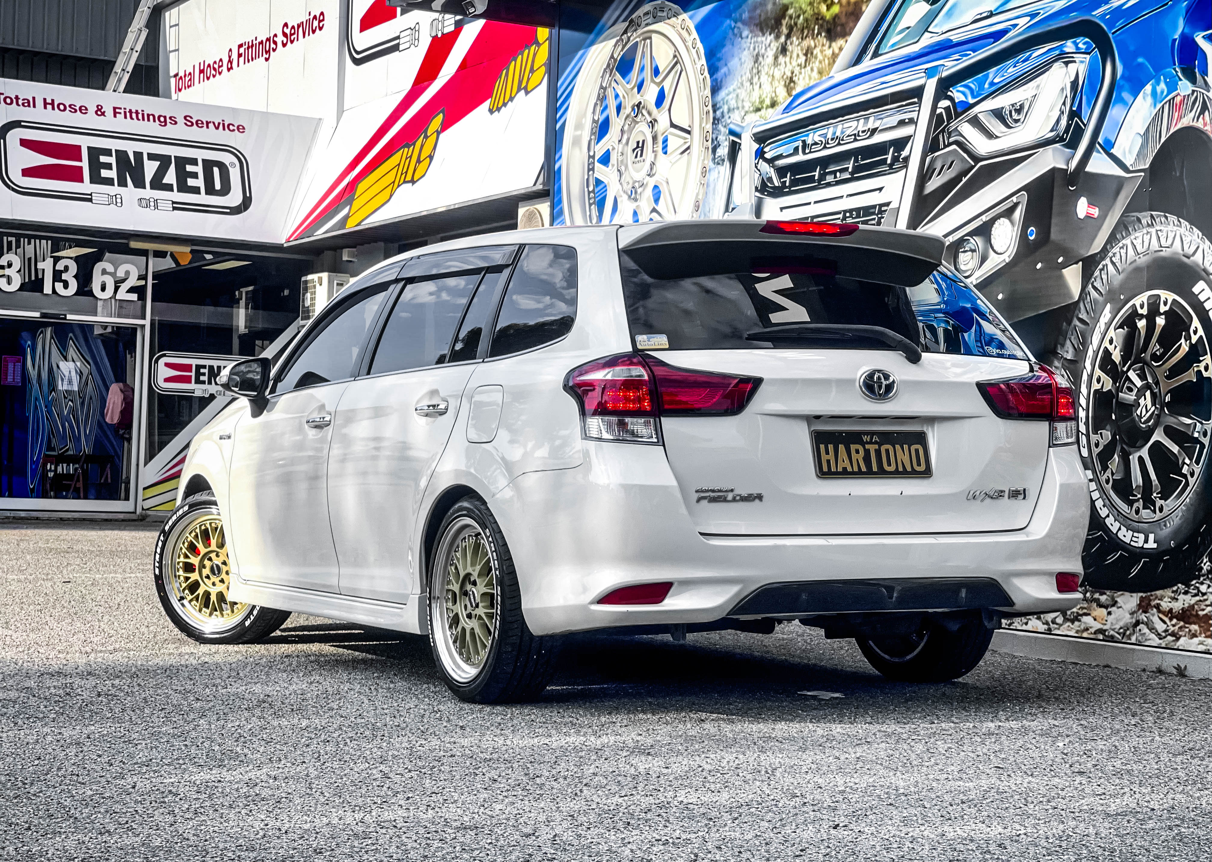 toyota corolla fielder hussla 021 gold machined lip wheel #16723