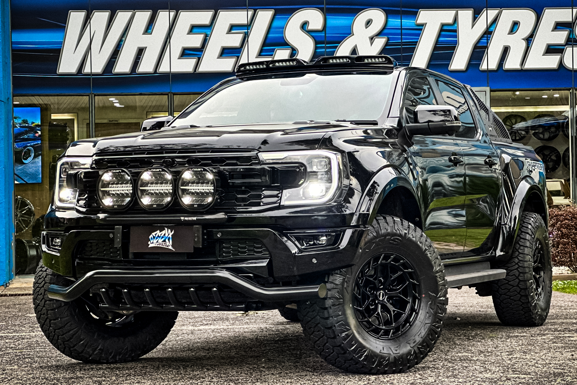 ford ranger raptor hussla gunner full gloss black wheel #16956