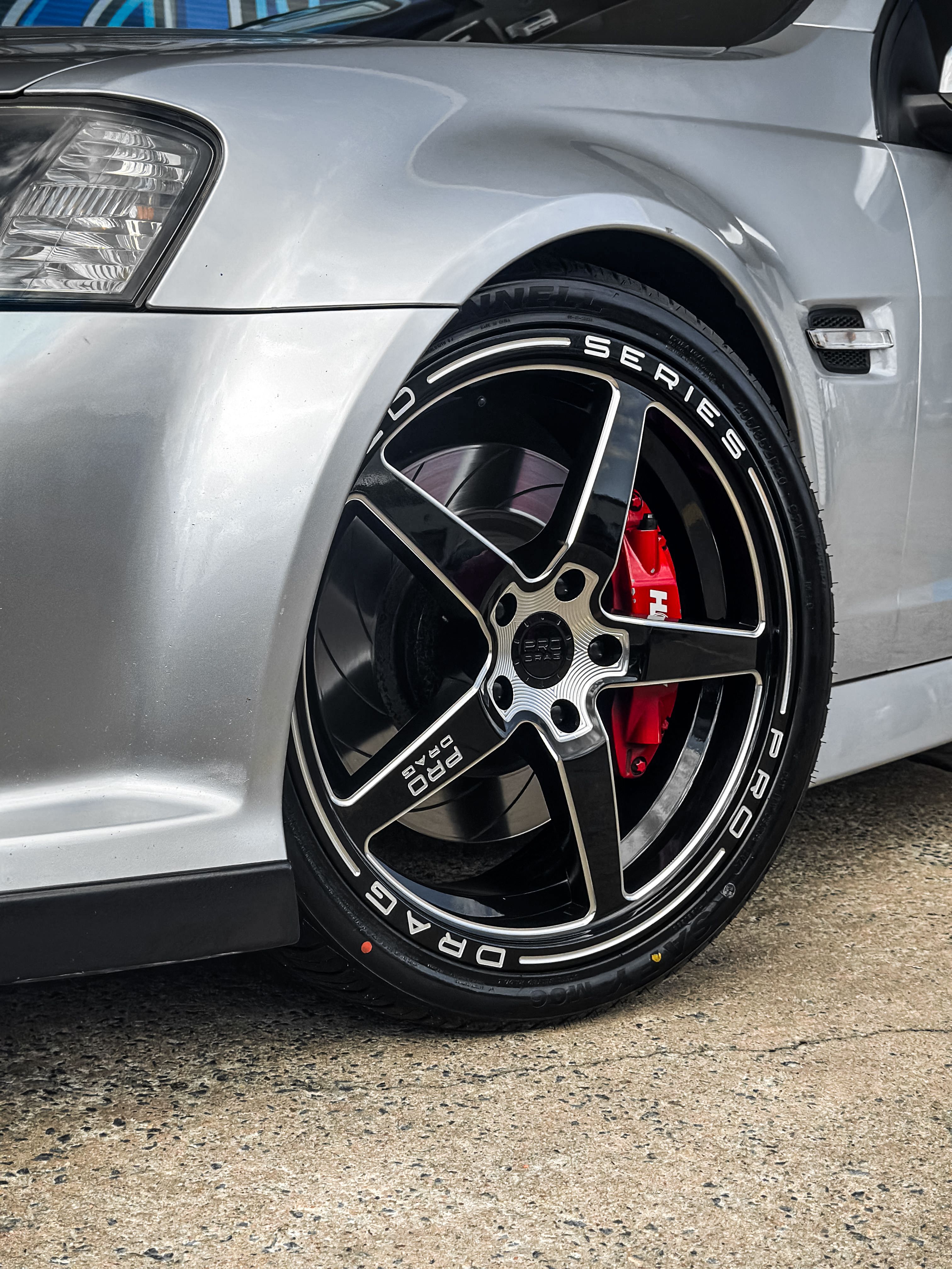 holden commodore pro drag pd1 black lip wheel #16957