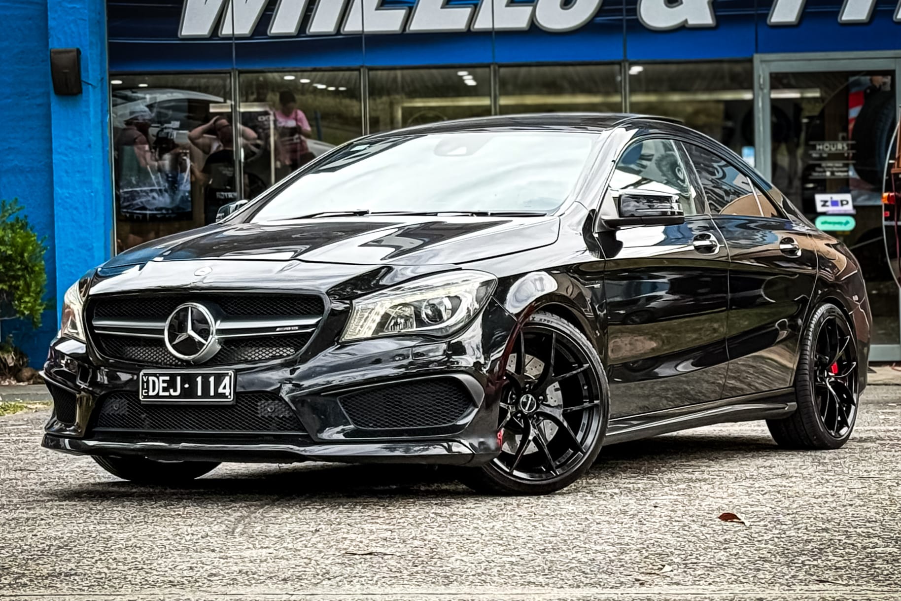 mercedes-benz cla-class amg hussla forged b5 gloss black wheel #17541