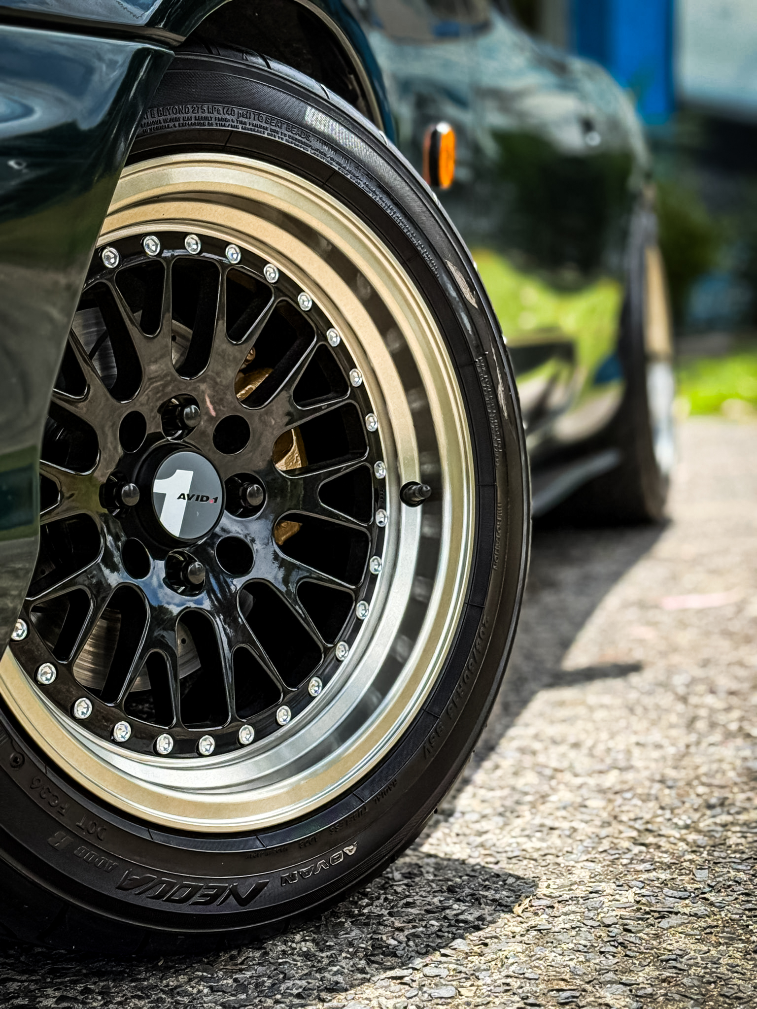 mazda mx-5 avid av-12 gloss black machined lip wheel #17579