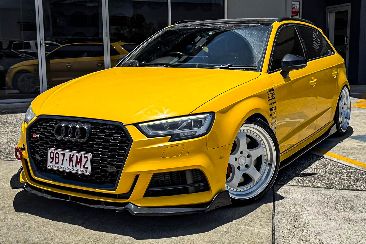 audi s3 hussla zen gloss white centre polished lip wheel #17855