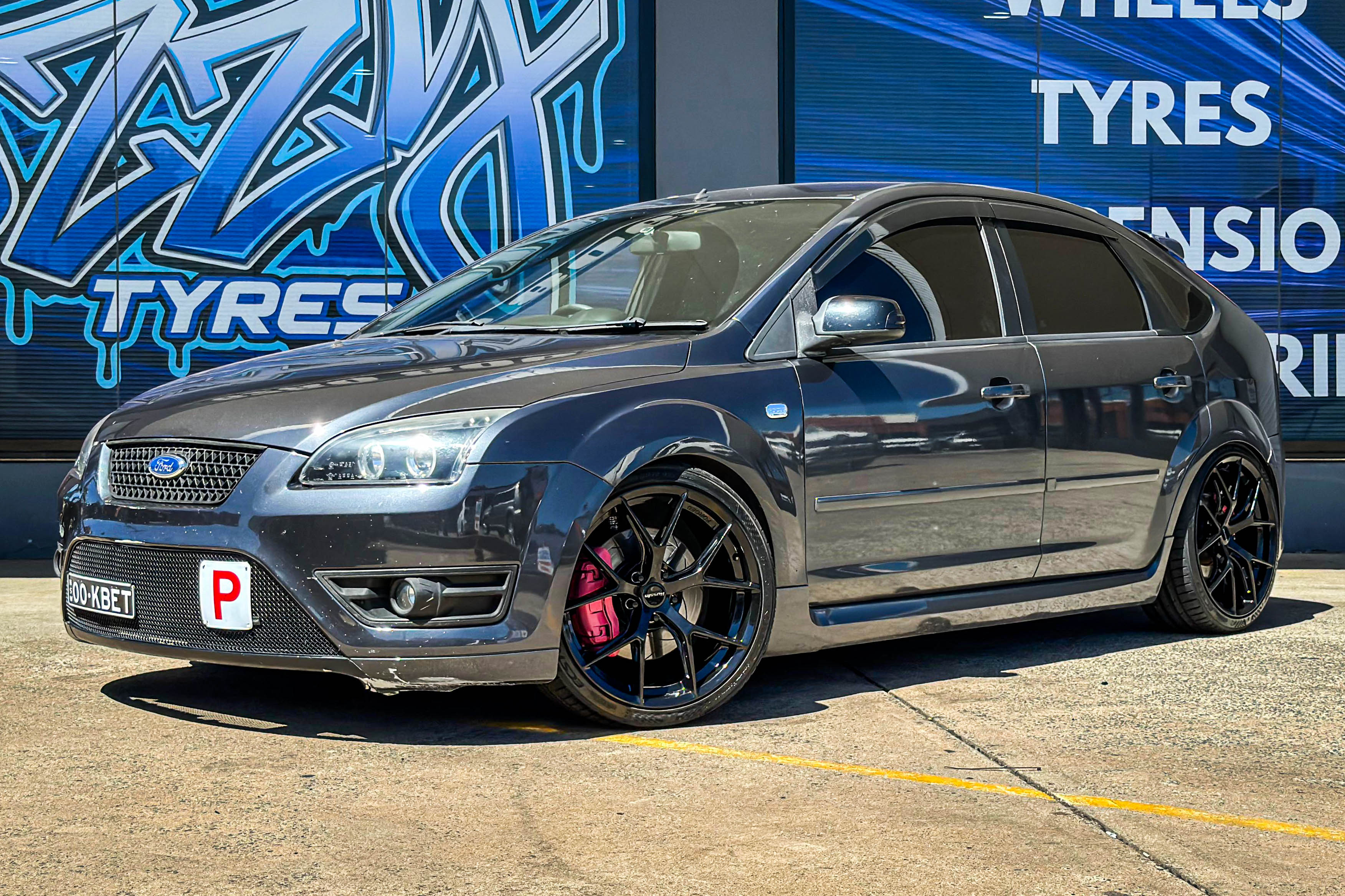 ford focus hussla forged b6 gloss black wheel #17862