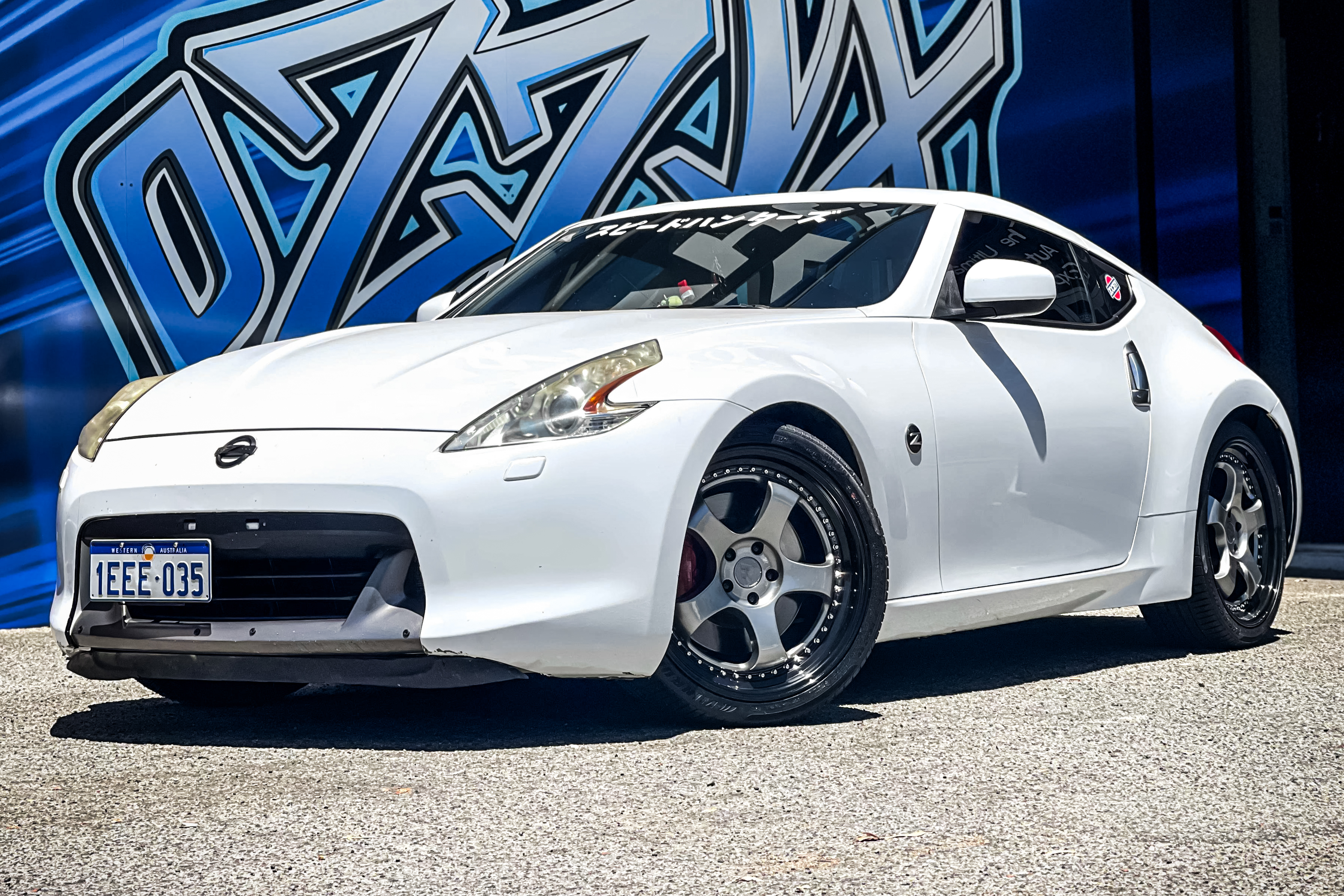 nissan 370z hussla zen gunmetal grey chrome rivets black lip wheel #17941