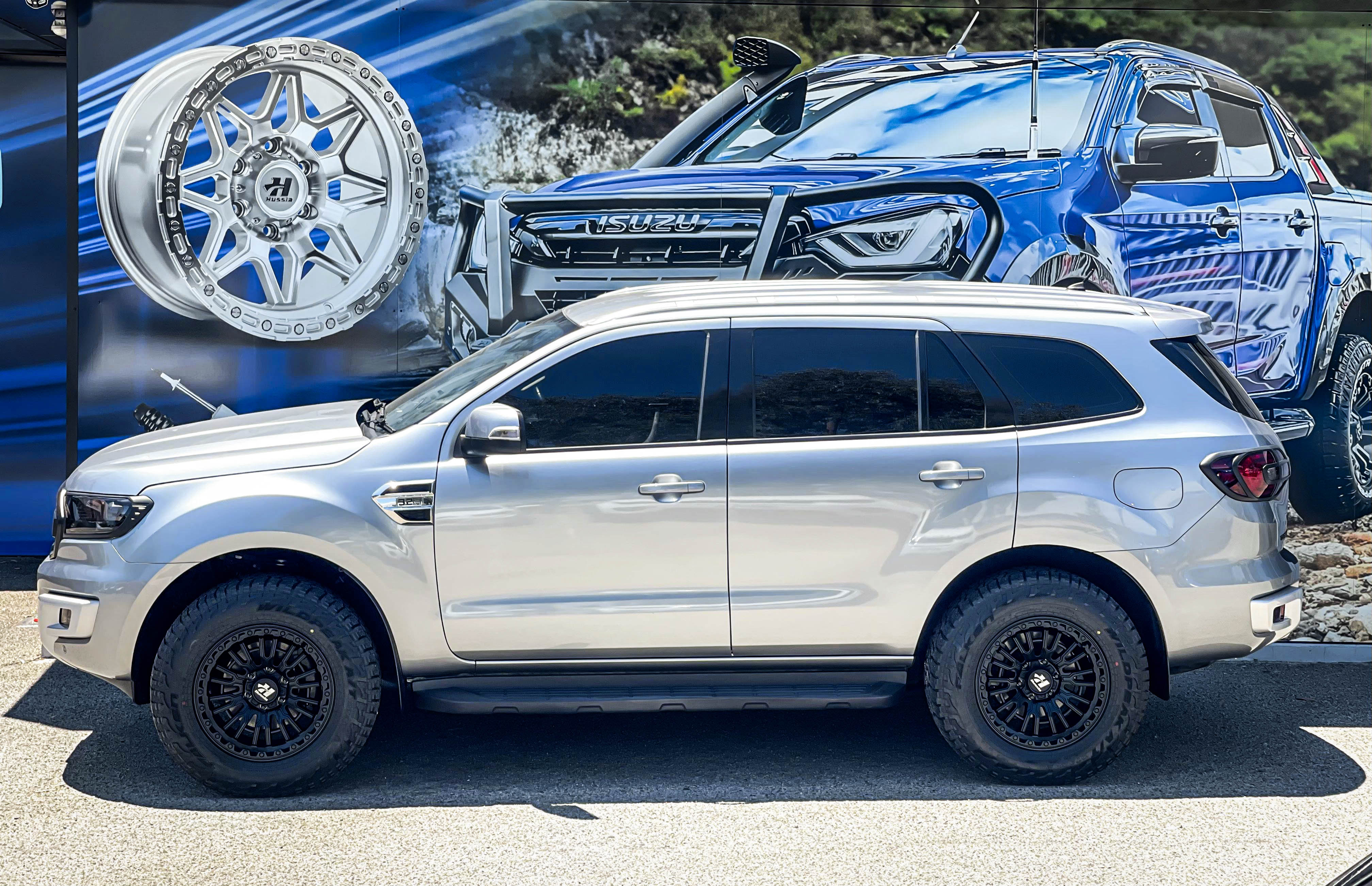 ford everest hussla snyper matte black black bolts wheel #18021