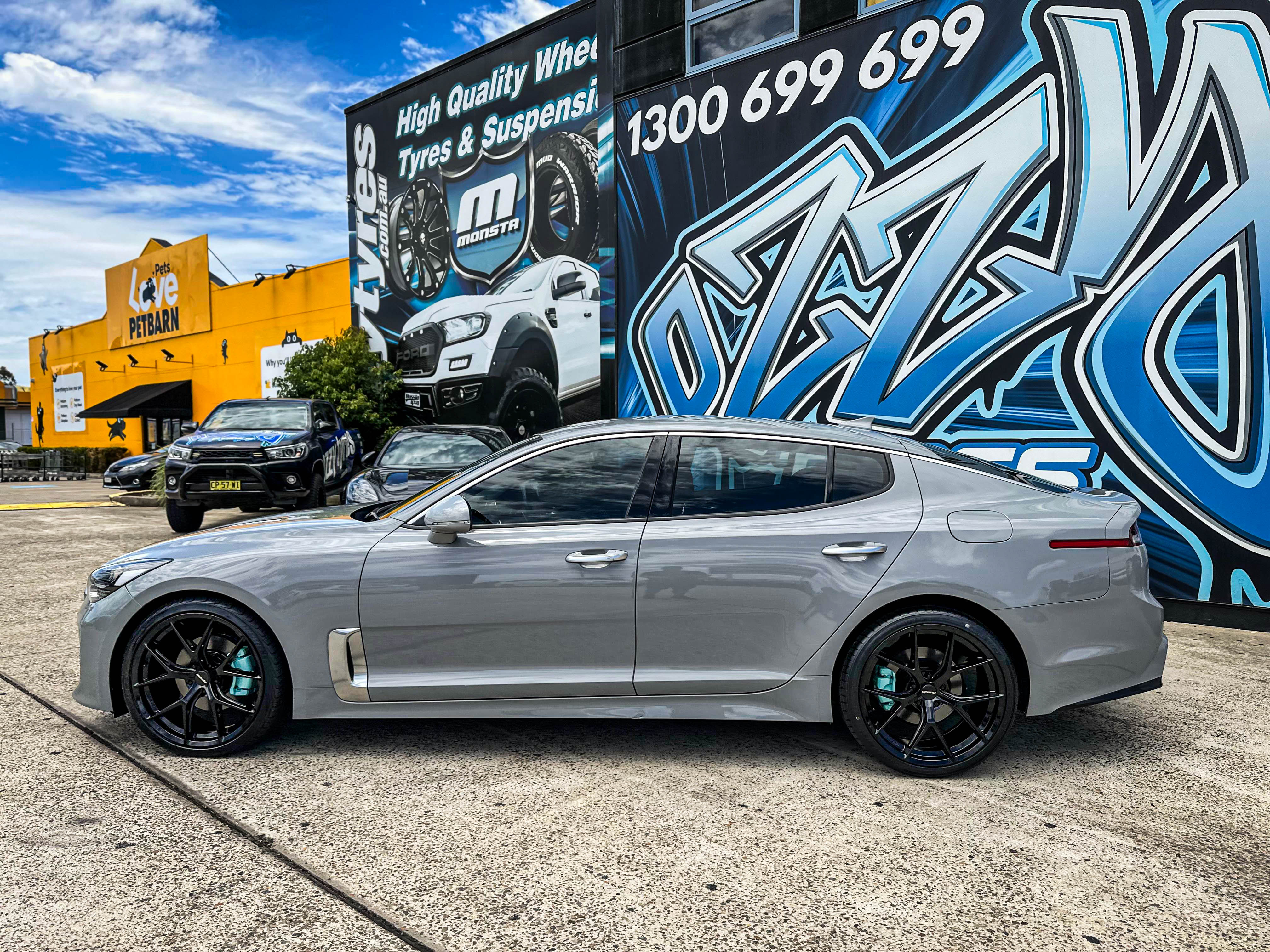 kia stinger hussla forged b6 gloss black wheel #18190