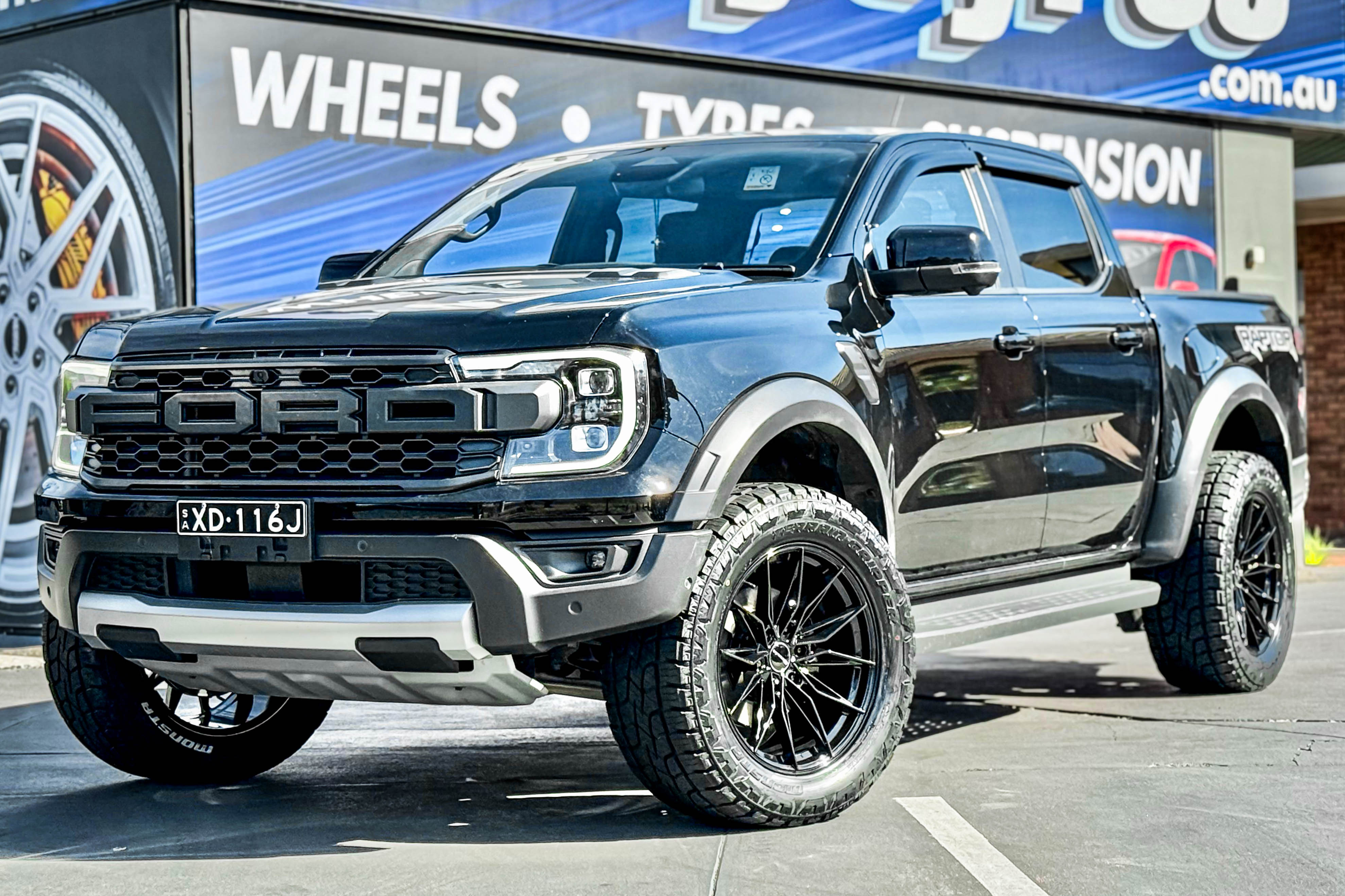 ford ranger raptor hussla villain gloss black dark tint face wheel #18214