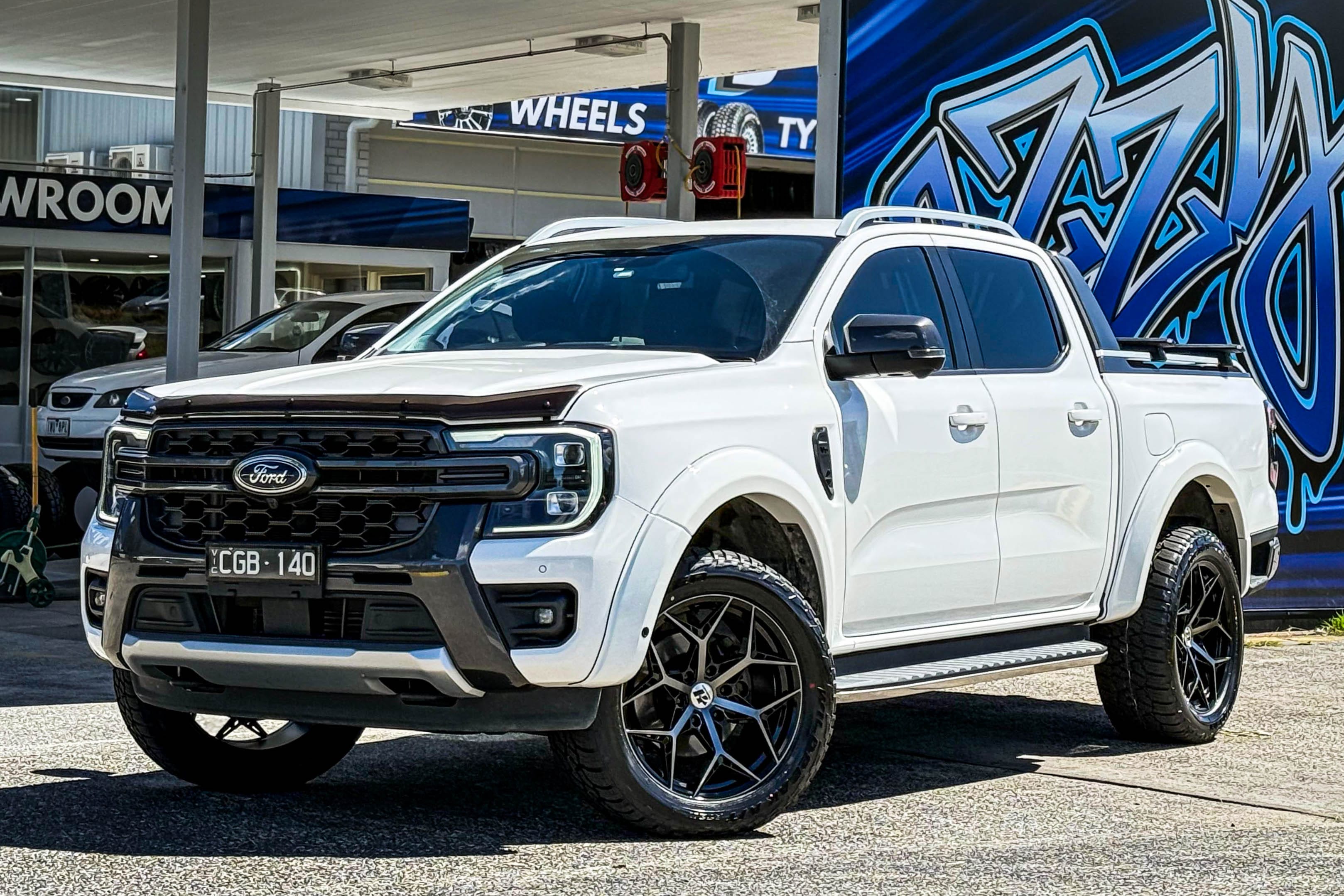 ford ranger hussla ghost gloss black dark tint face wheel #18360