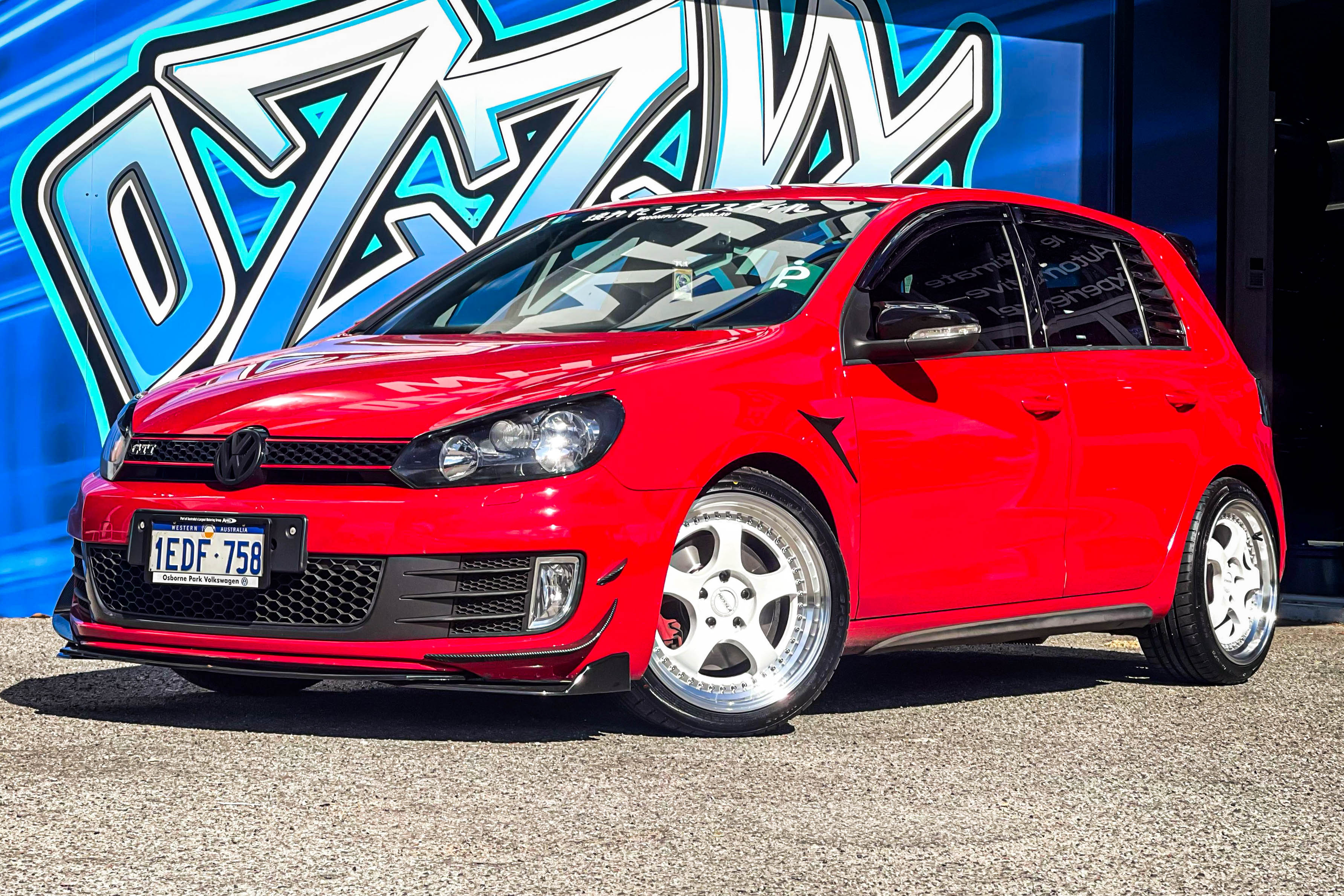 volkswagen golf hussla zen gloss white centre polished lip wheel #18476