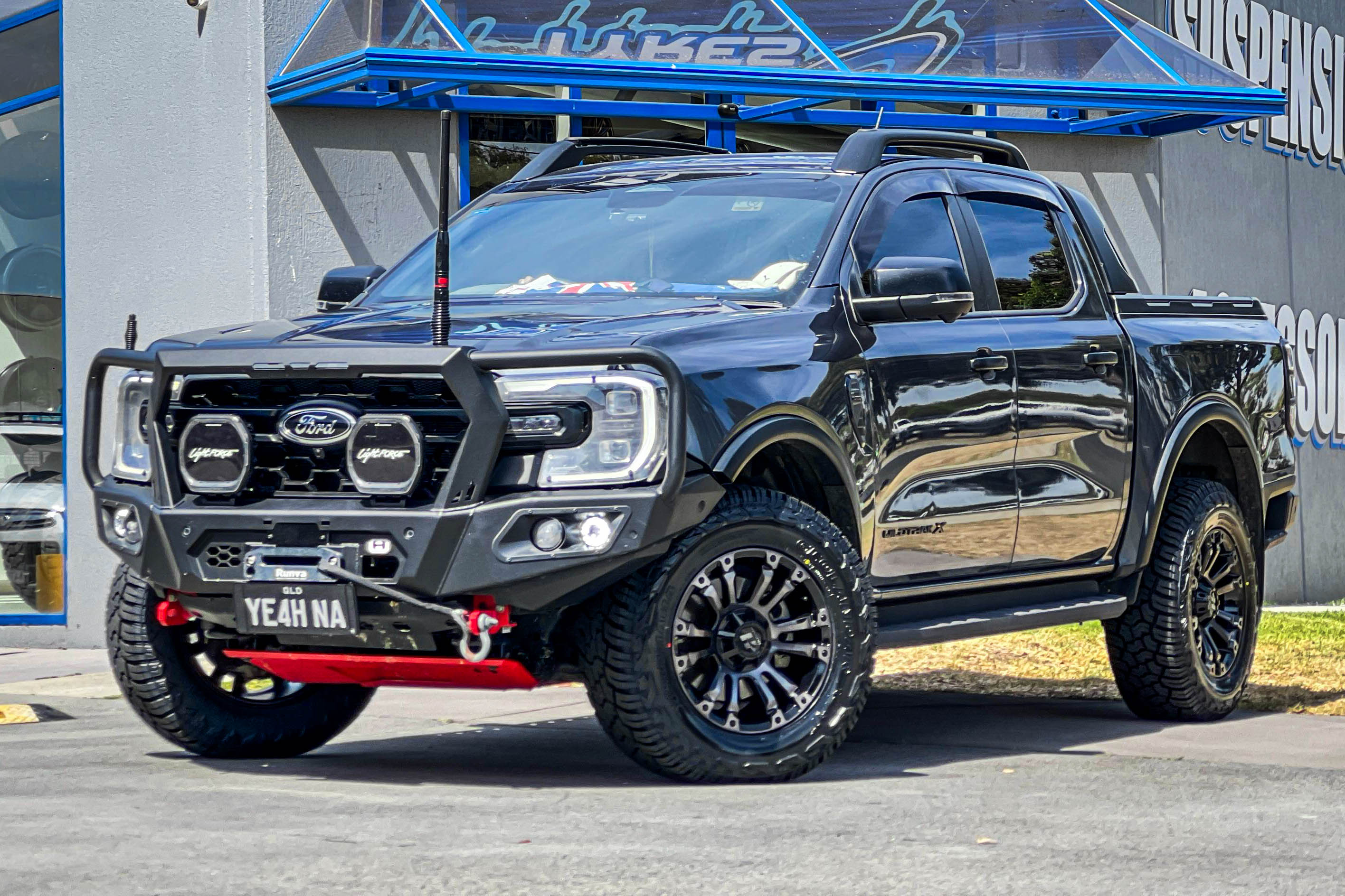 ford ranger hussla ambush gloss black dark tint face wheel #18502