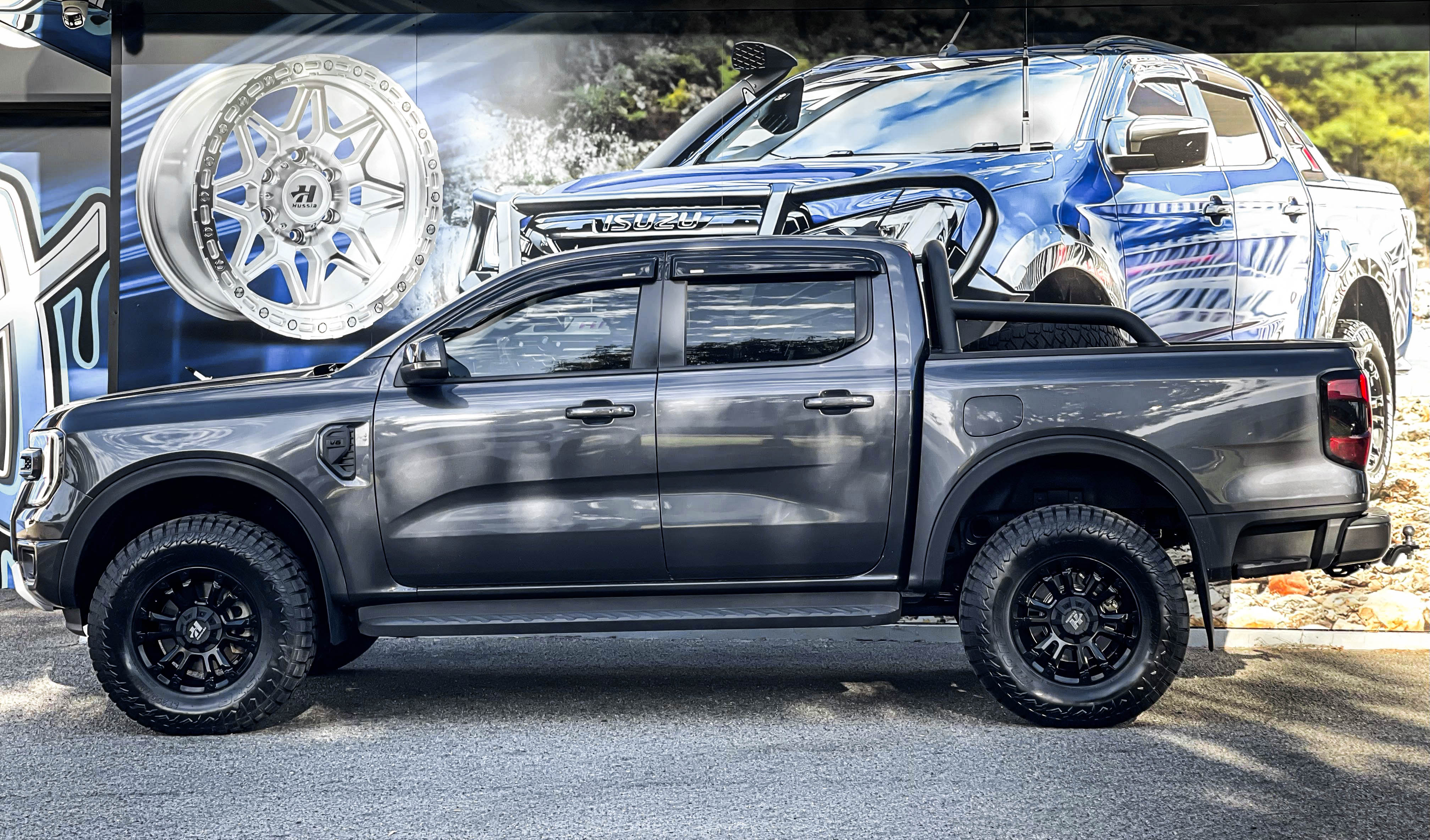 ford ranger hussla ambush matte black wheel #18504