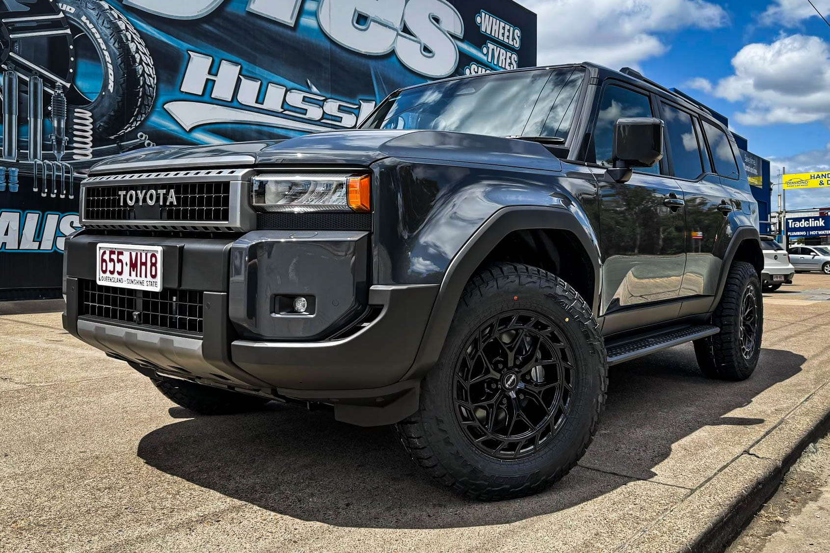 toyota land cruiser prado hussla gunner full gloss black wheel #18942