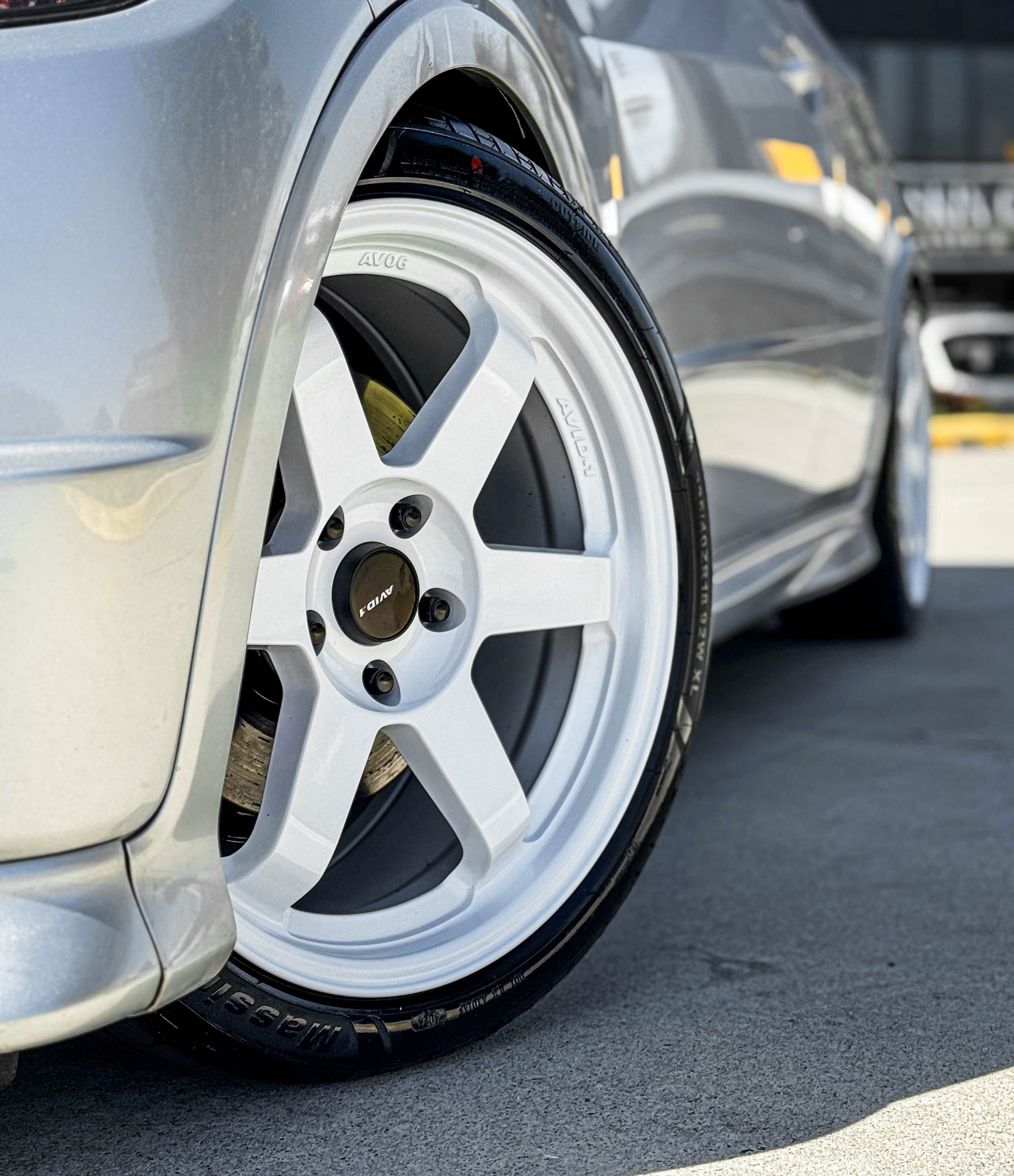 honda civic avid av-06 white polished lip wheel #19162