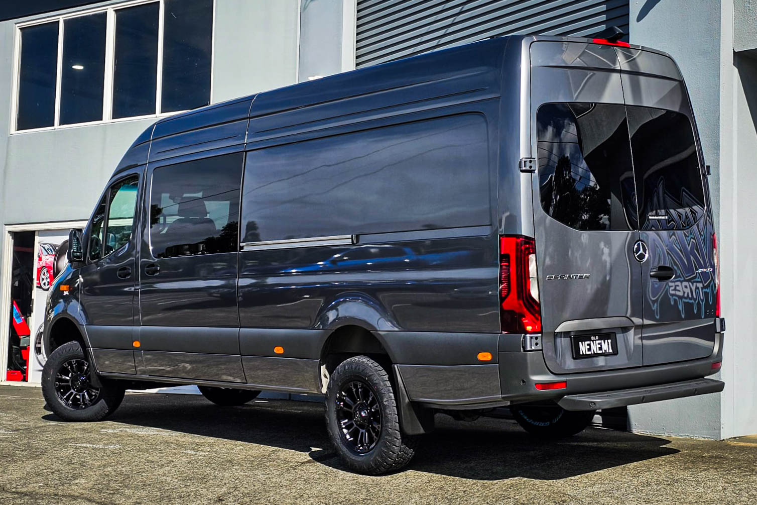 mercedes-benz sprinter hussla ambush gloss black dark tint face wheel ...
