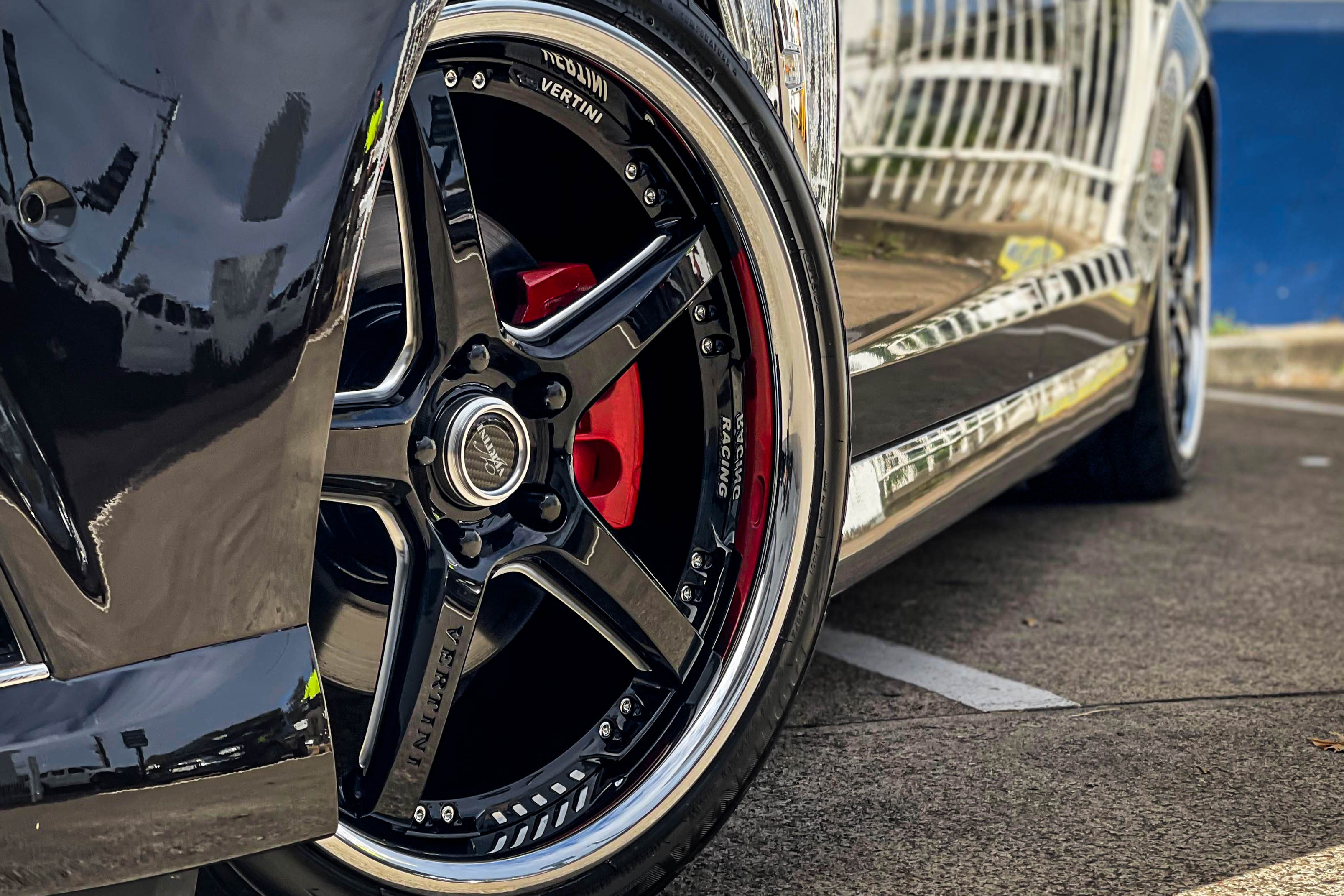 holden commodore ute vertini drift gloss black chrome lip wheel #19868