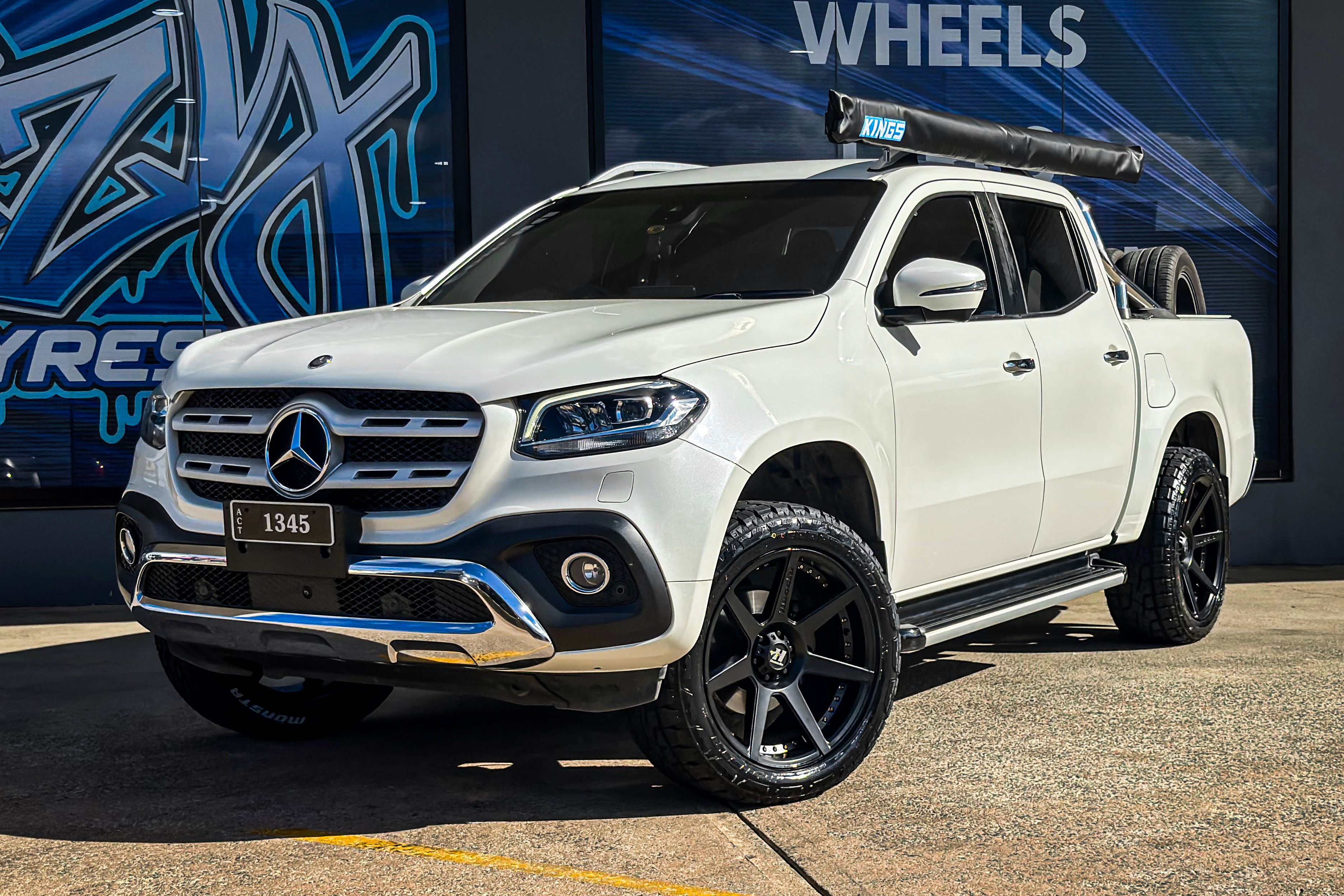 mercedes-benz x-class hussla dynasty matte black gold rivets wheel #20101