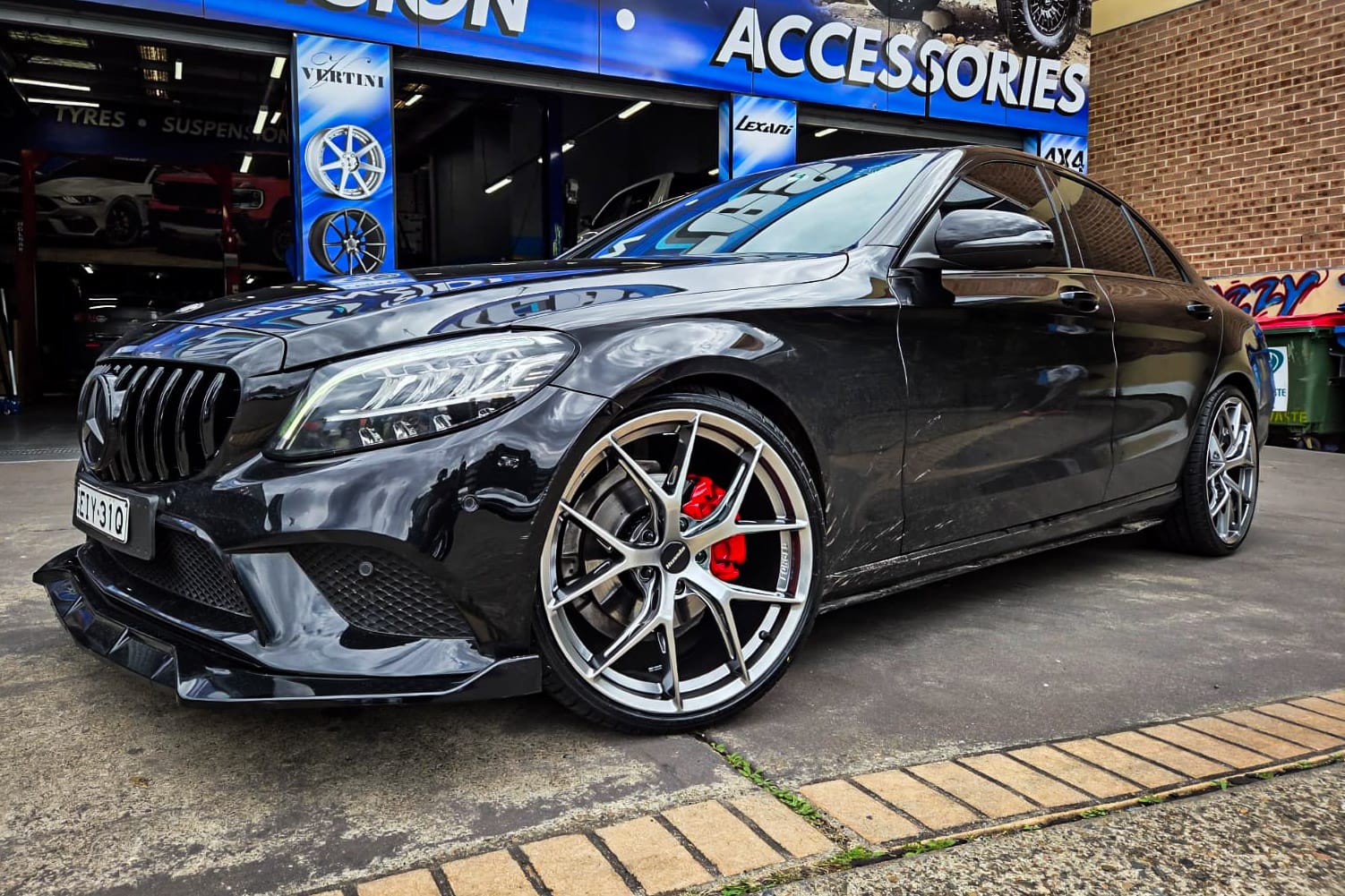 mercedes-benz c-class hussla forged b6 diamond black wheel #20200