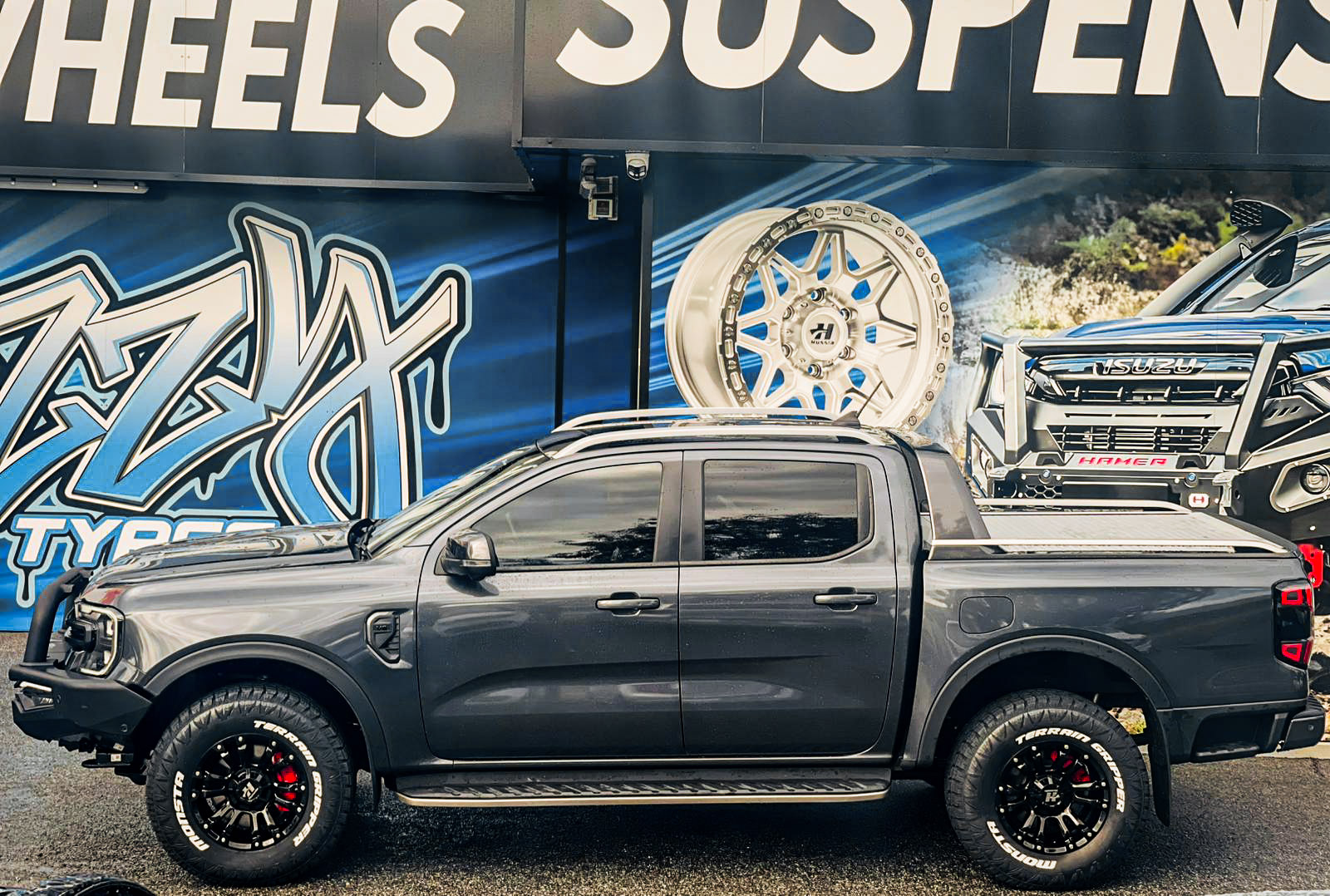 ford ranger hussla ambush full gloss black wheel #20382