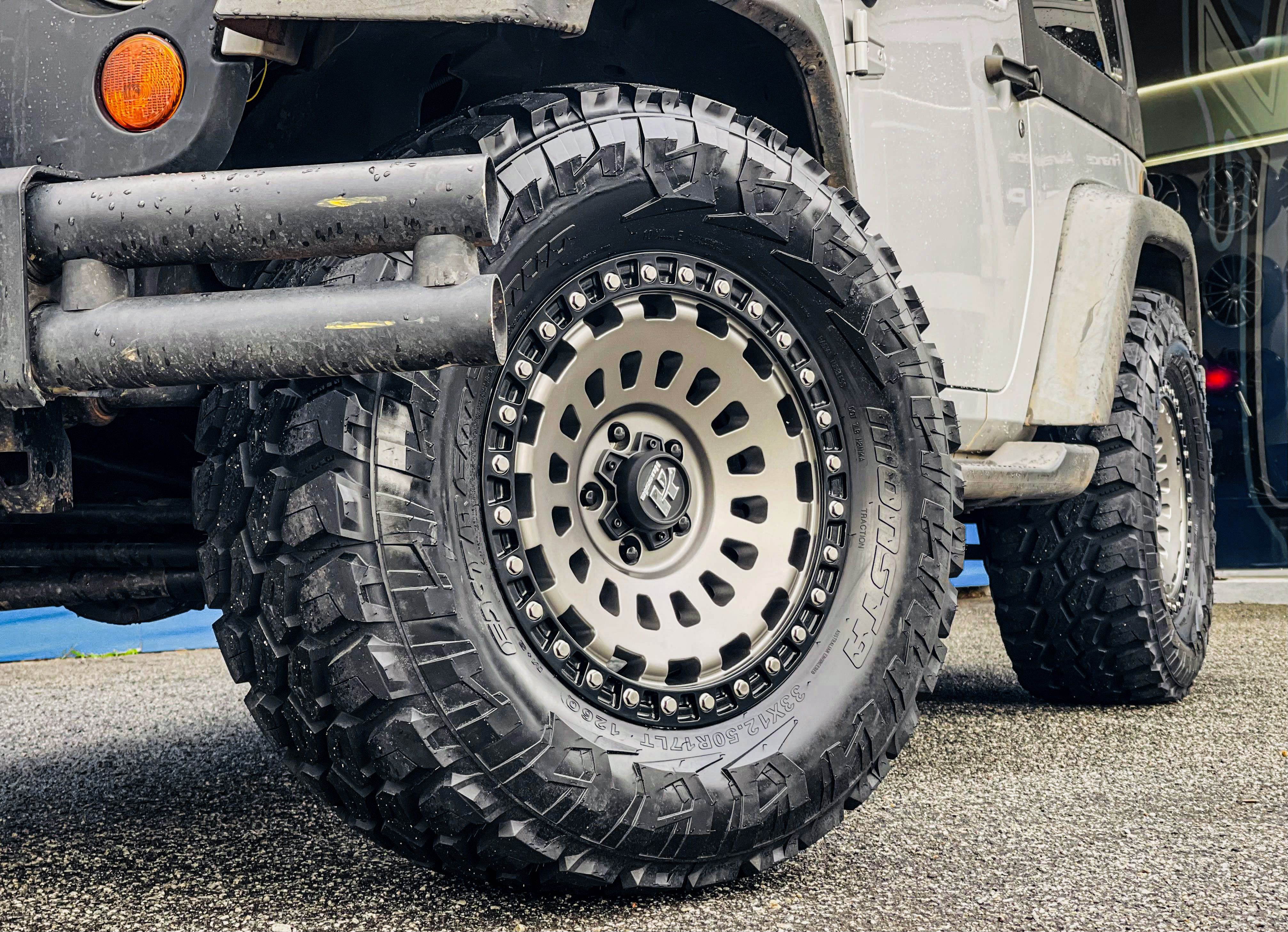 jeep wrangler hussla strikeforce matte grey wheel #20516