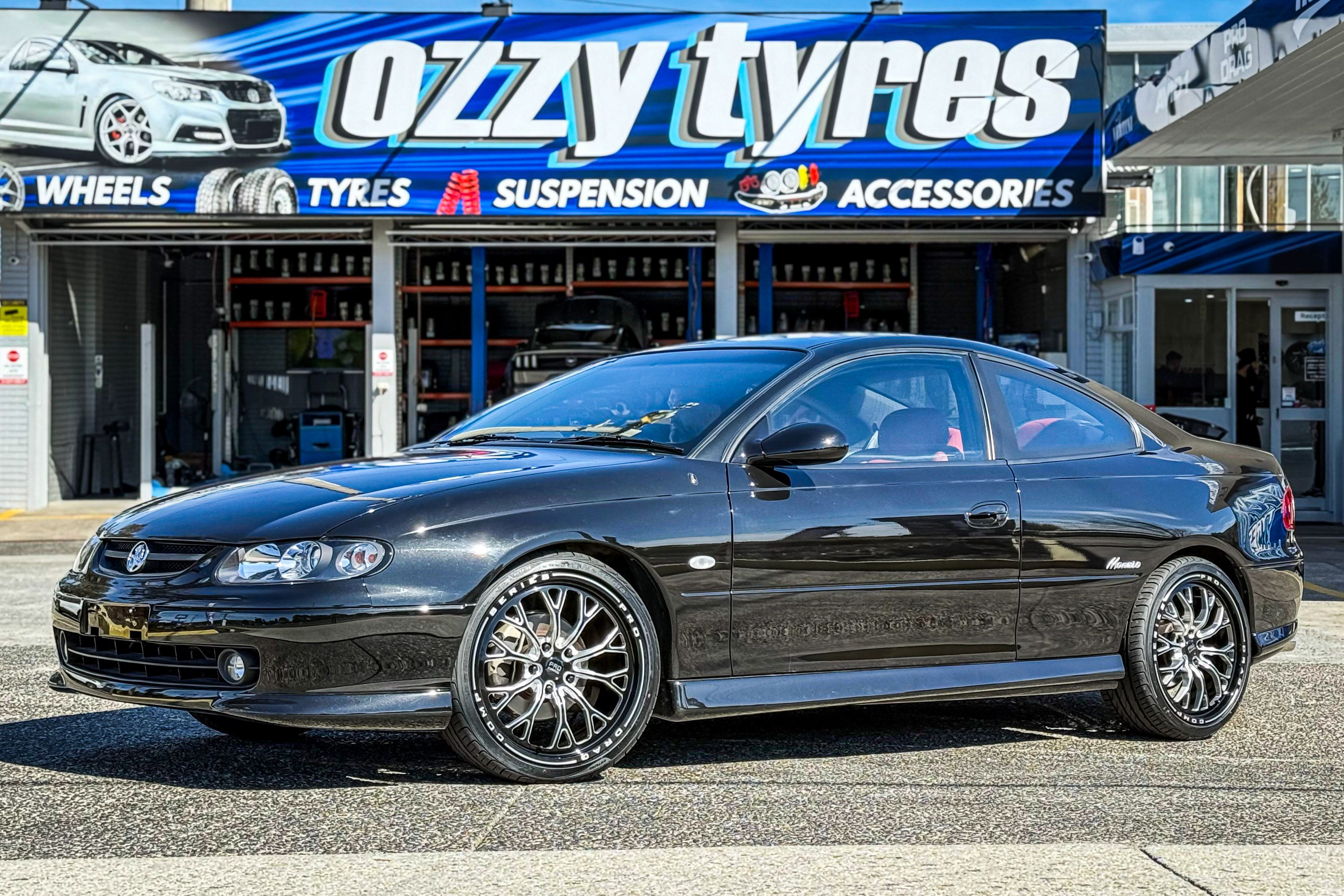 holden monaro pro drag comp series gloss black brushed milled wheel #20549