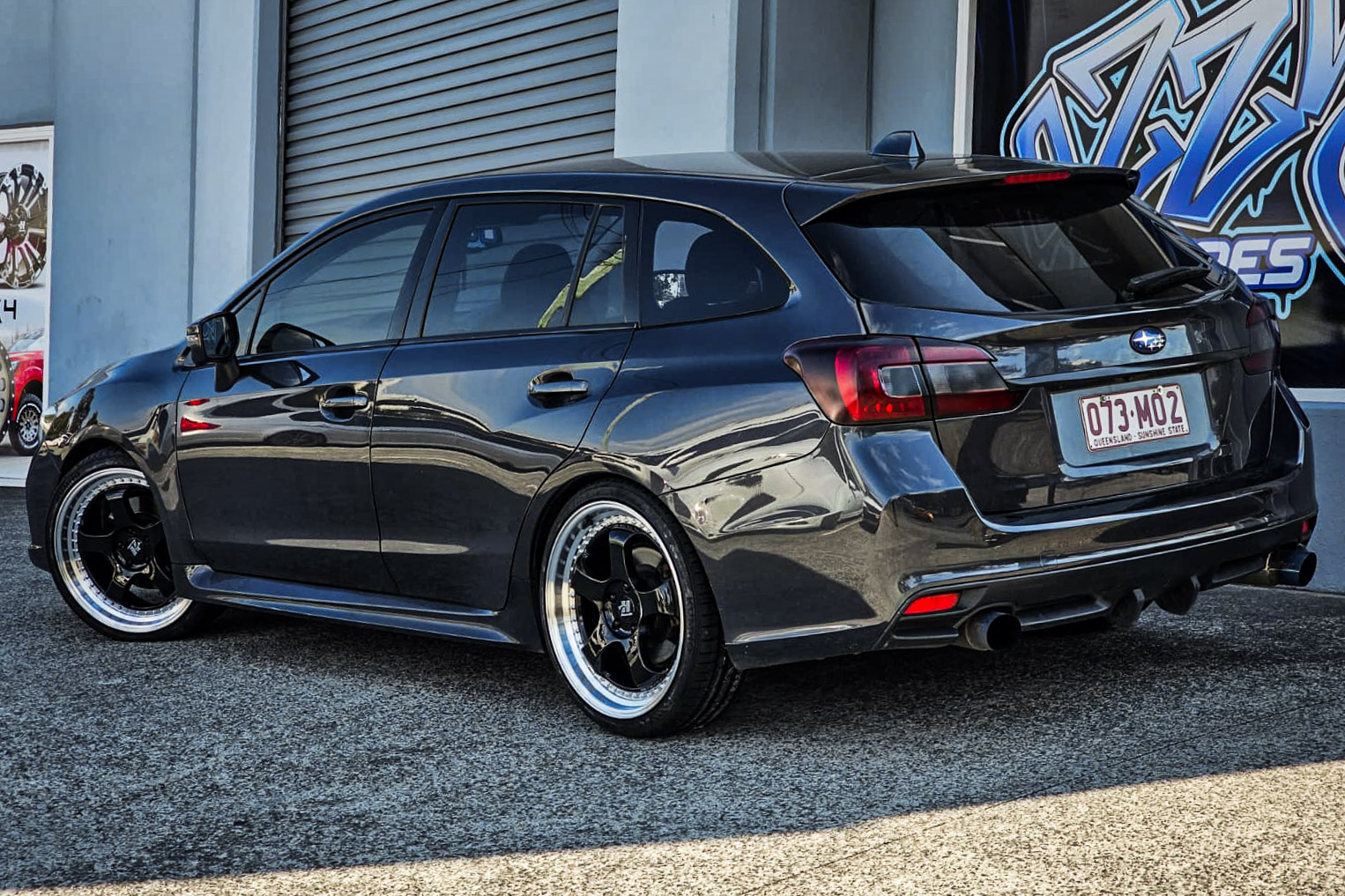 subaru levorg hussla zen gloss black chrome rivets machined lip wheel ...