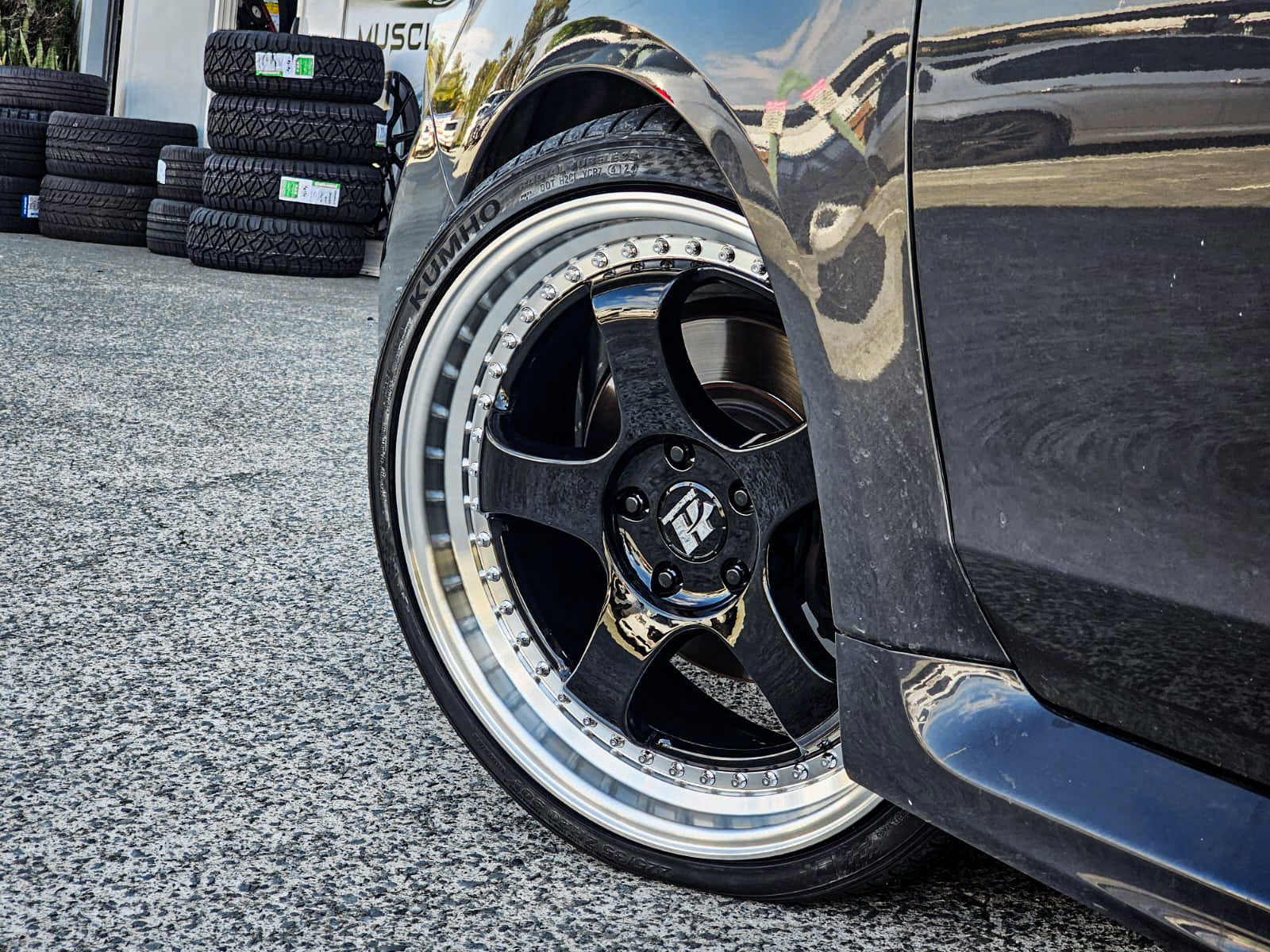 subaru levorg hussla zen gloss black chrome rivets machined lip wheel ...