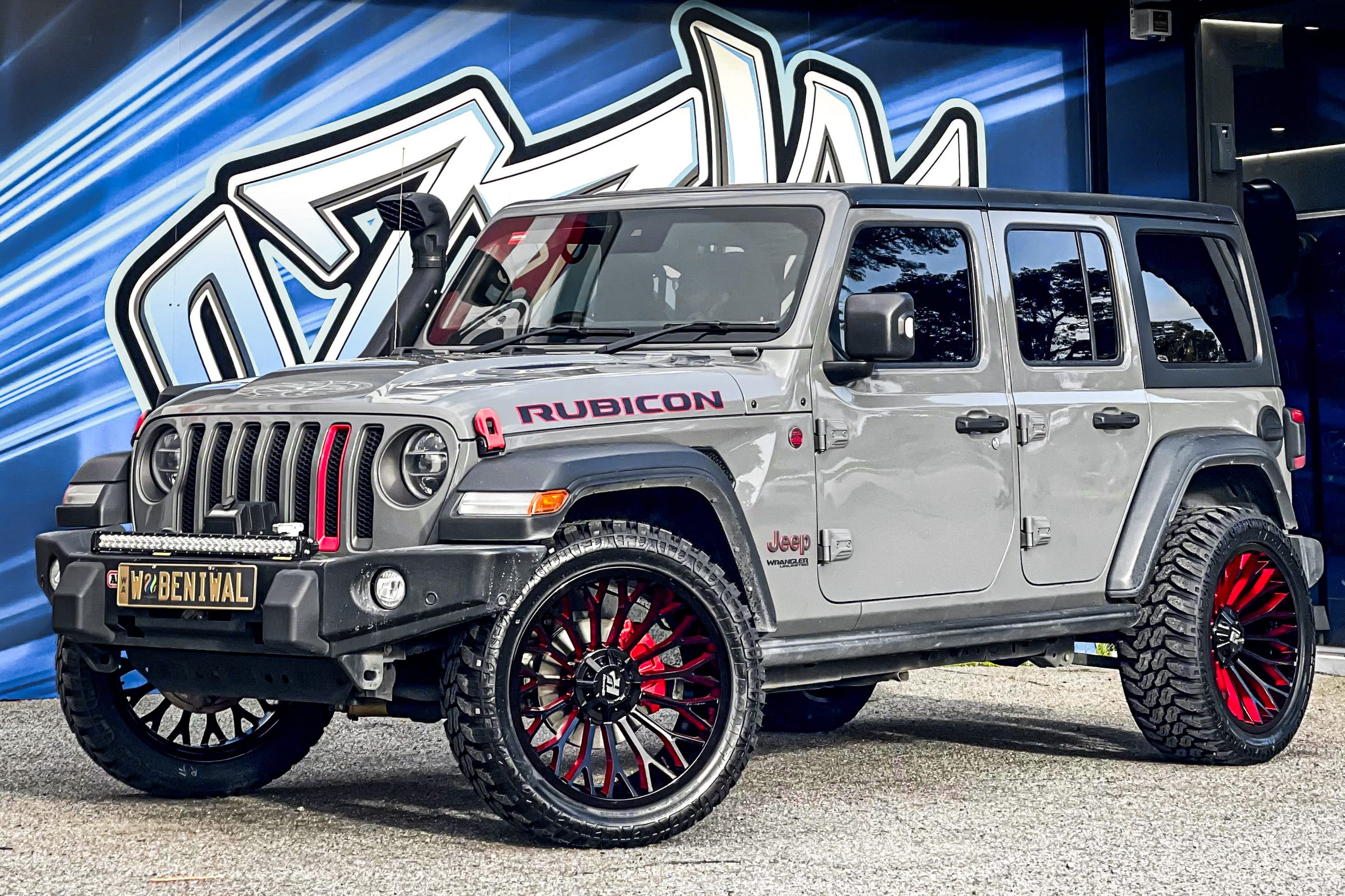jeep wrangler hussla hybrid gloss black 313 blood red wheel #20767