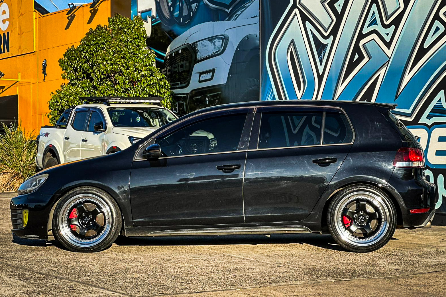 volkswagen golf hussla zen gloss black chrome rivets machined lip wheel ...