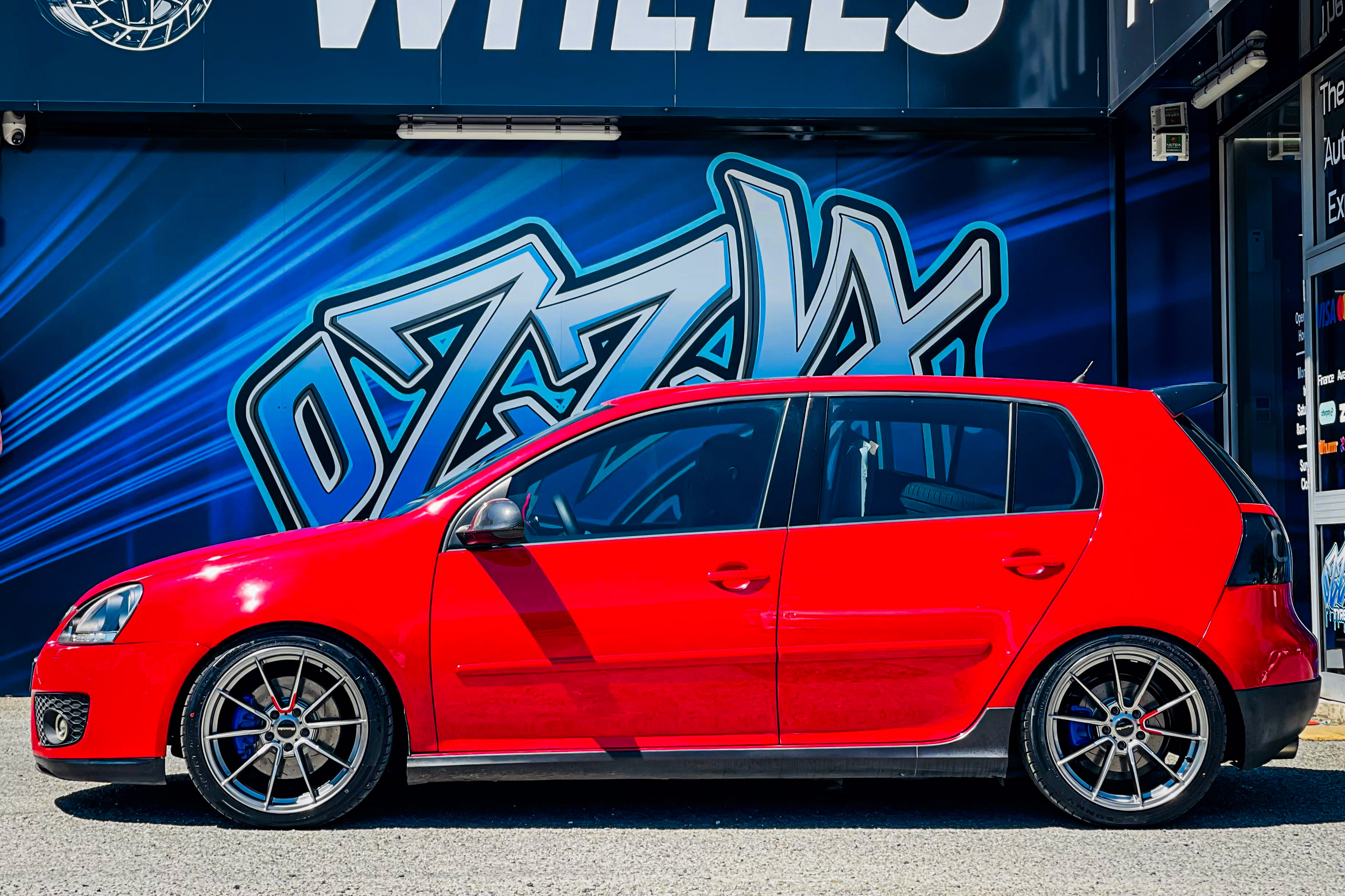volkswagen golf hussla zenki hyper diamond candy red accent wheel #20942