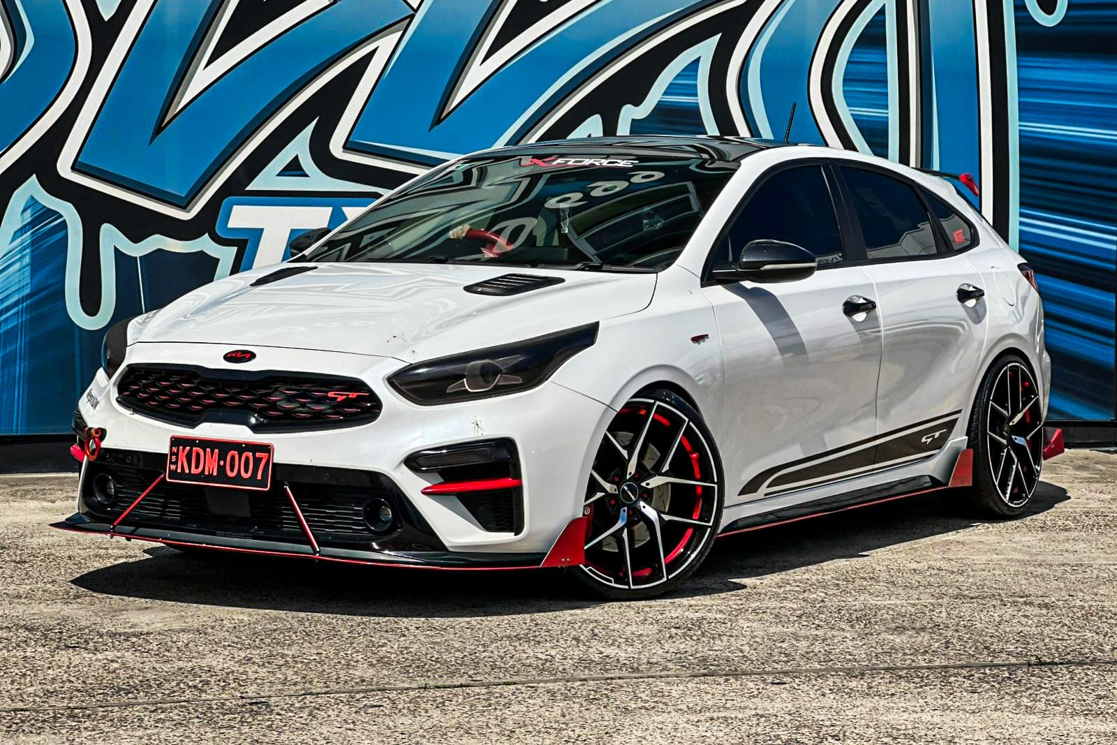 kia cerato hussla viper machine face candy red inner strip wheel #20997