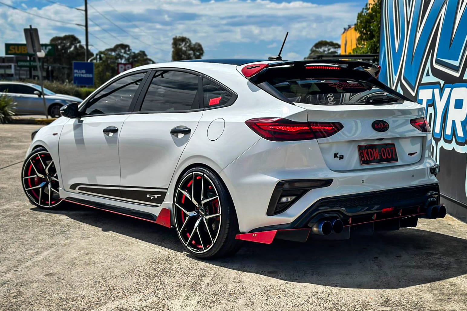 kia cerato hussla viper machine face candy red inner strip wheel #20997