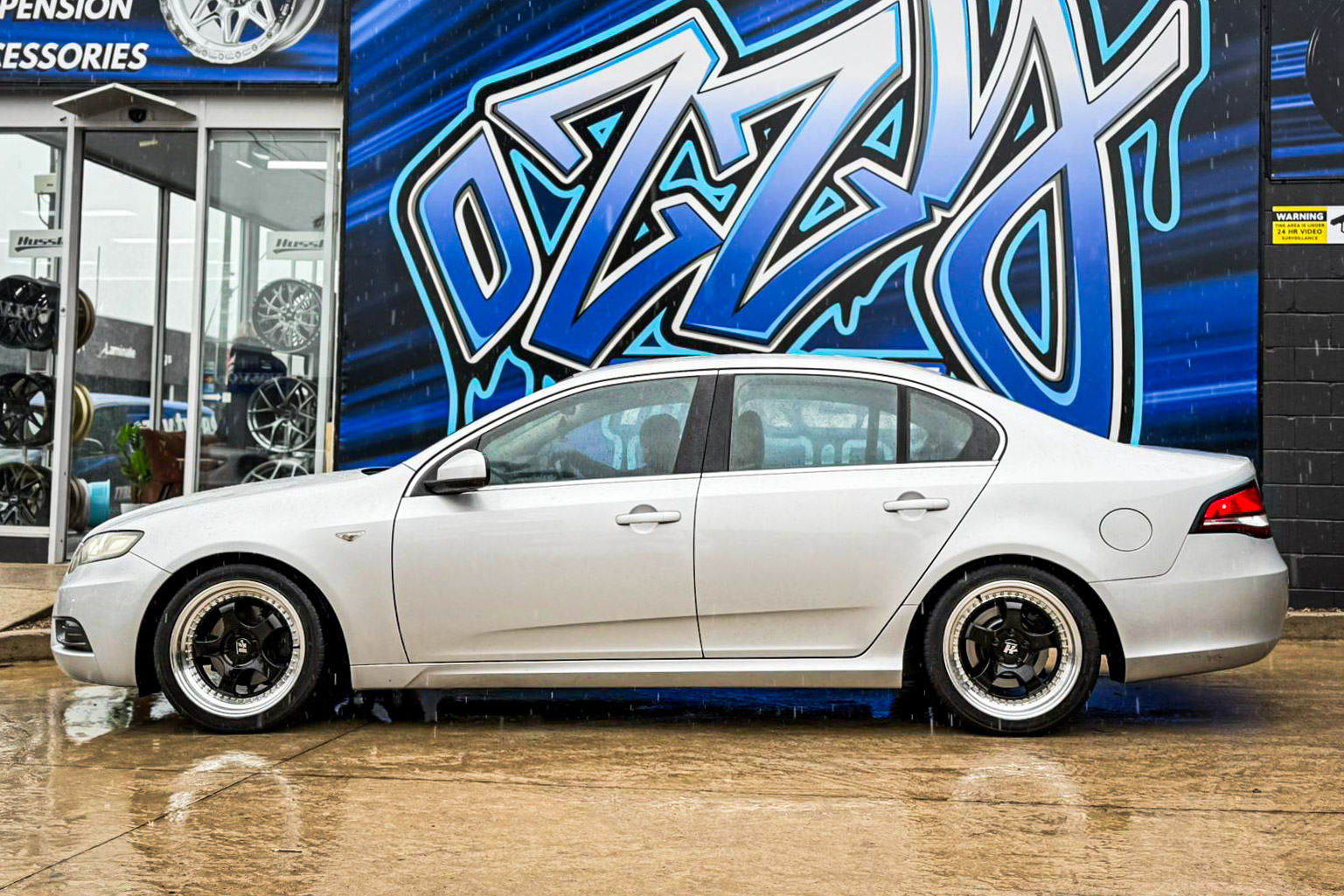 ford falcon hussla zen gloss black chrome rivets machined lip wheel #21405